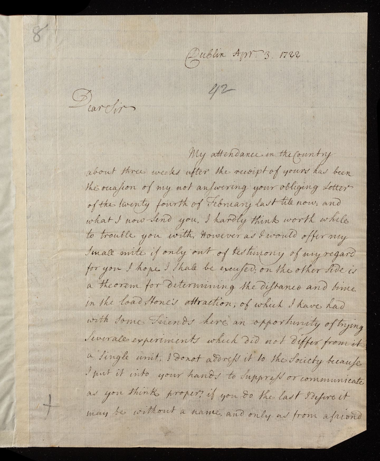 Letter, from William Stephens to James Jurin, dated at Dublin | The ...