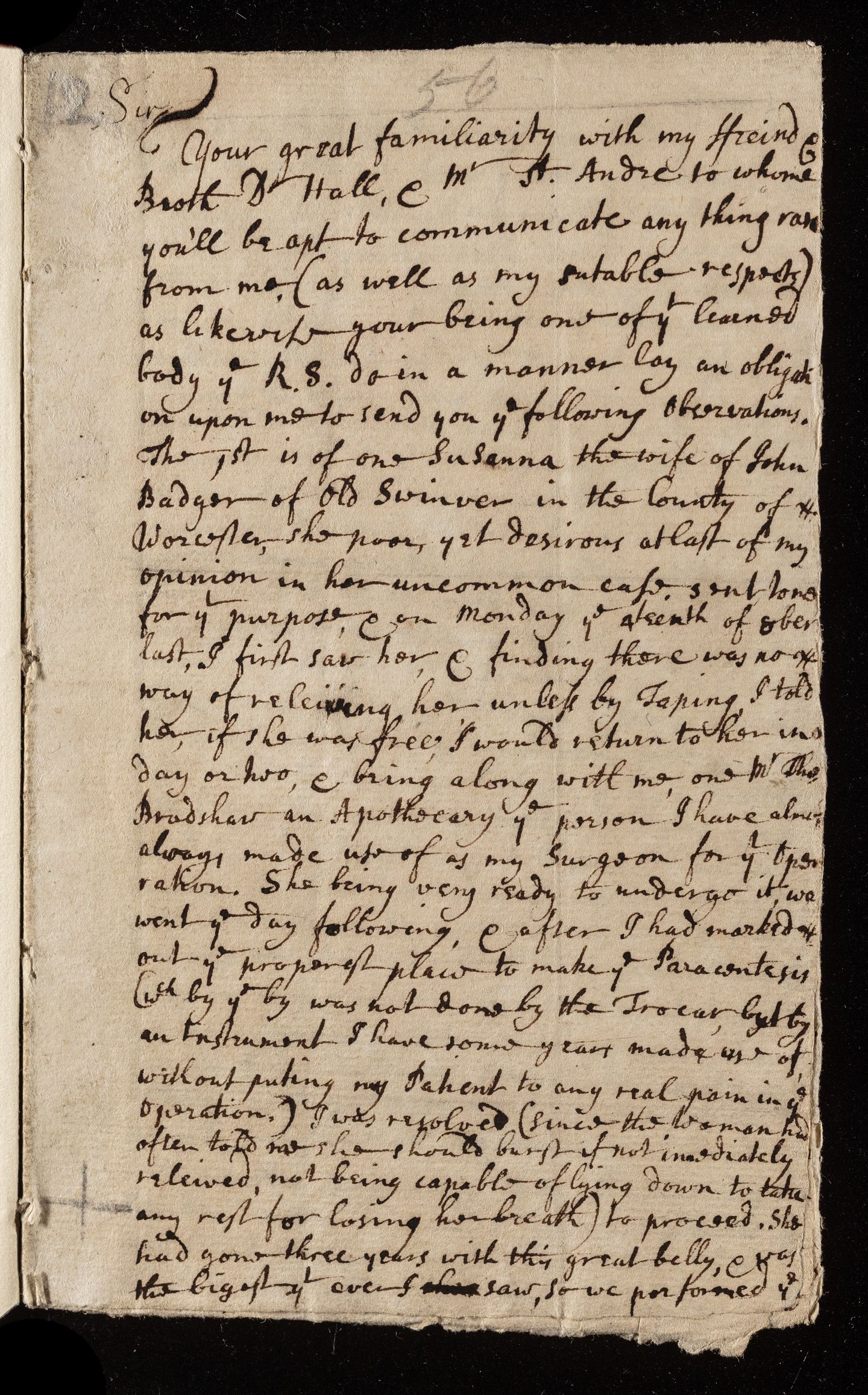 Letter, from Raphael Sedgwick communicated to the Royal Society by Dr ...