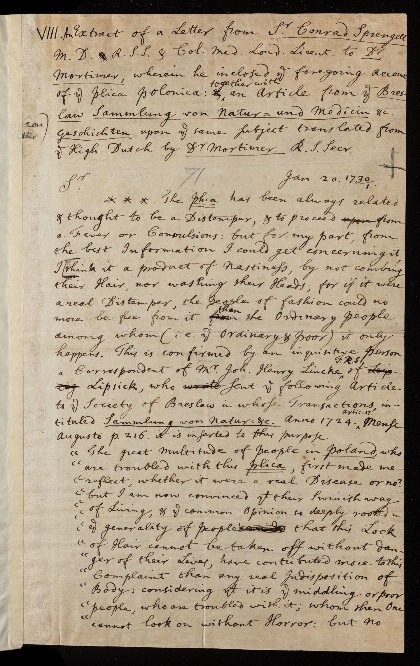 Extract of a letter, from Conrad Sprengell to Cromwell Mortimer | The ...