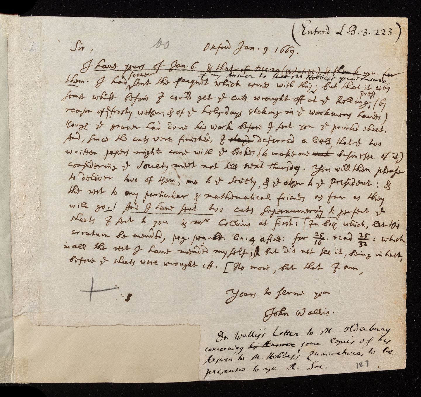 Letter, from John Wallis to Henry Oldenburg , dated at Oxford | The ...