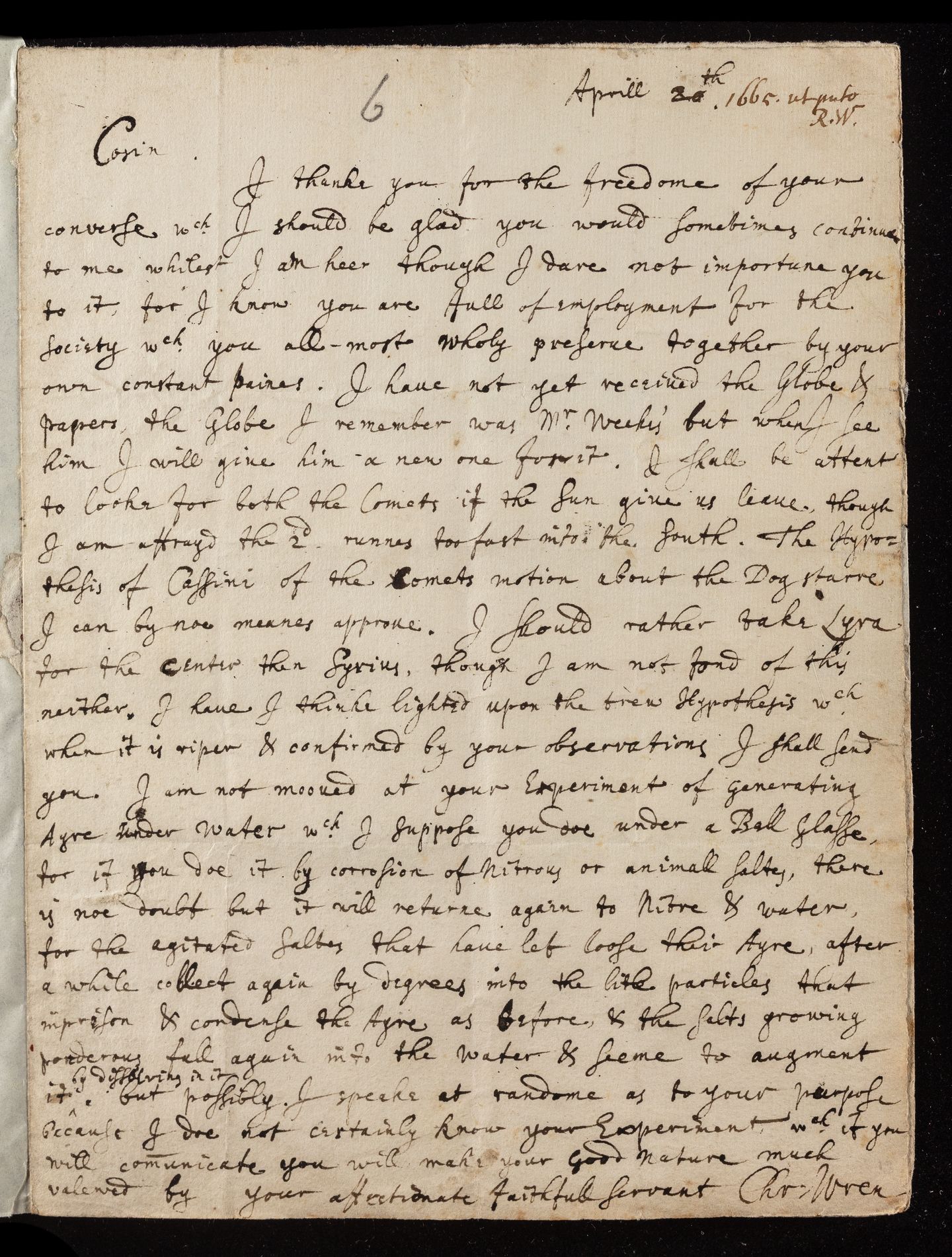 Letter, from Christopher Wren to Robert Hooke | The Royal Society ...