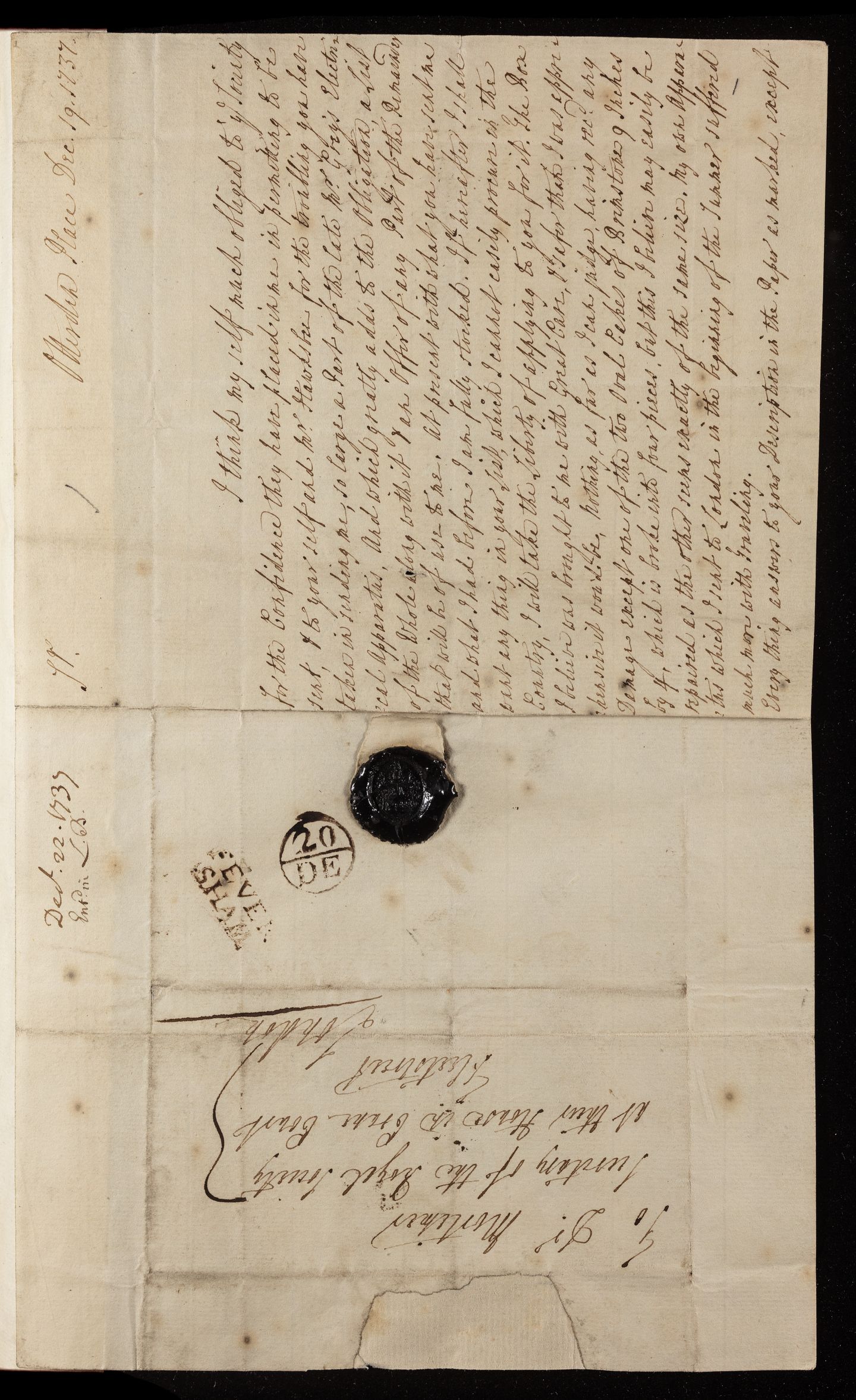 Letter, from Granville Wheler to Cromwell Mortimer, dated at Otterden ...