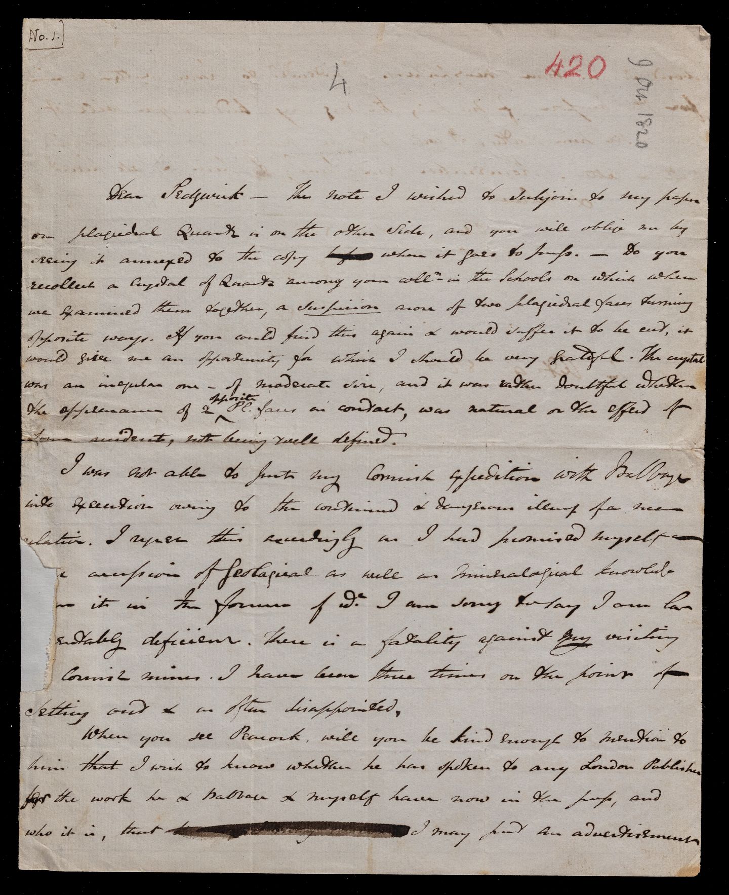 Letter, from Sir John Herschel to Adam Sedgwick, dated at Slough | The ...