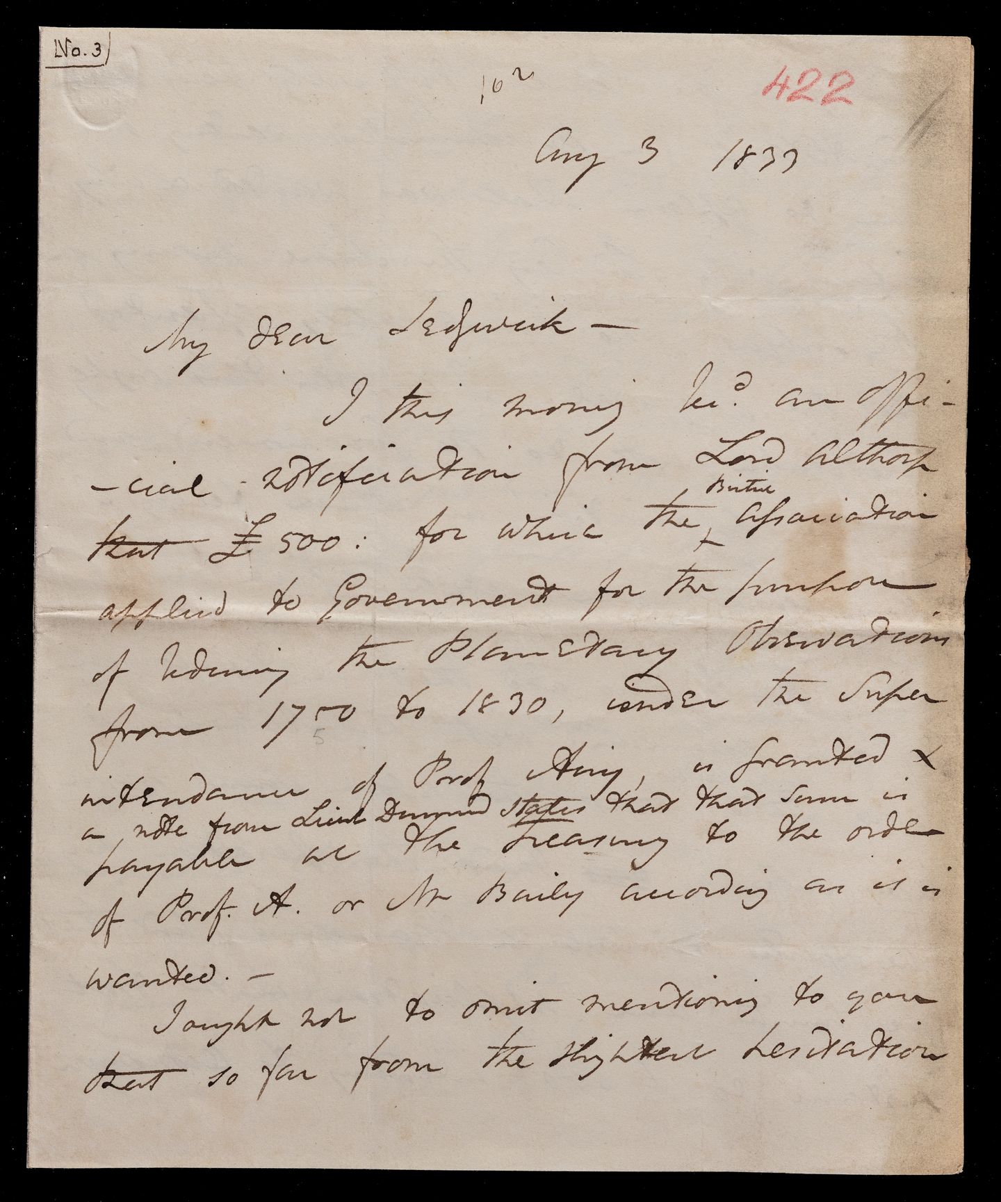 Letter, from Sir John Herschel to Adam Sedgwick, dated at Slough | The ...