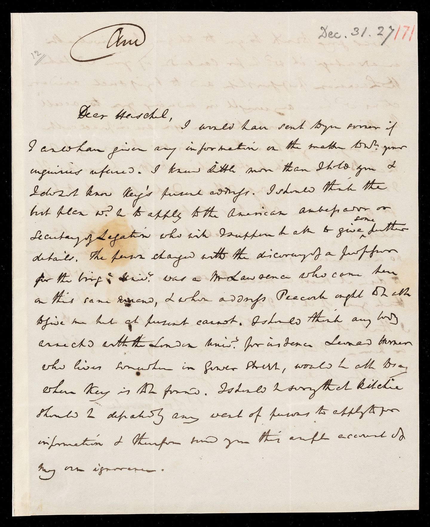 Letter, from William Whewell to Sir John Herschel, dated at Trinity College | The Royal Society ...