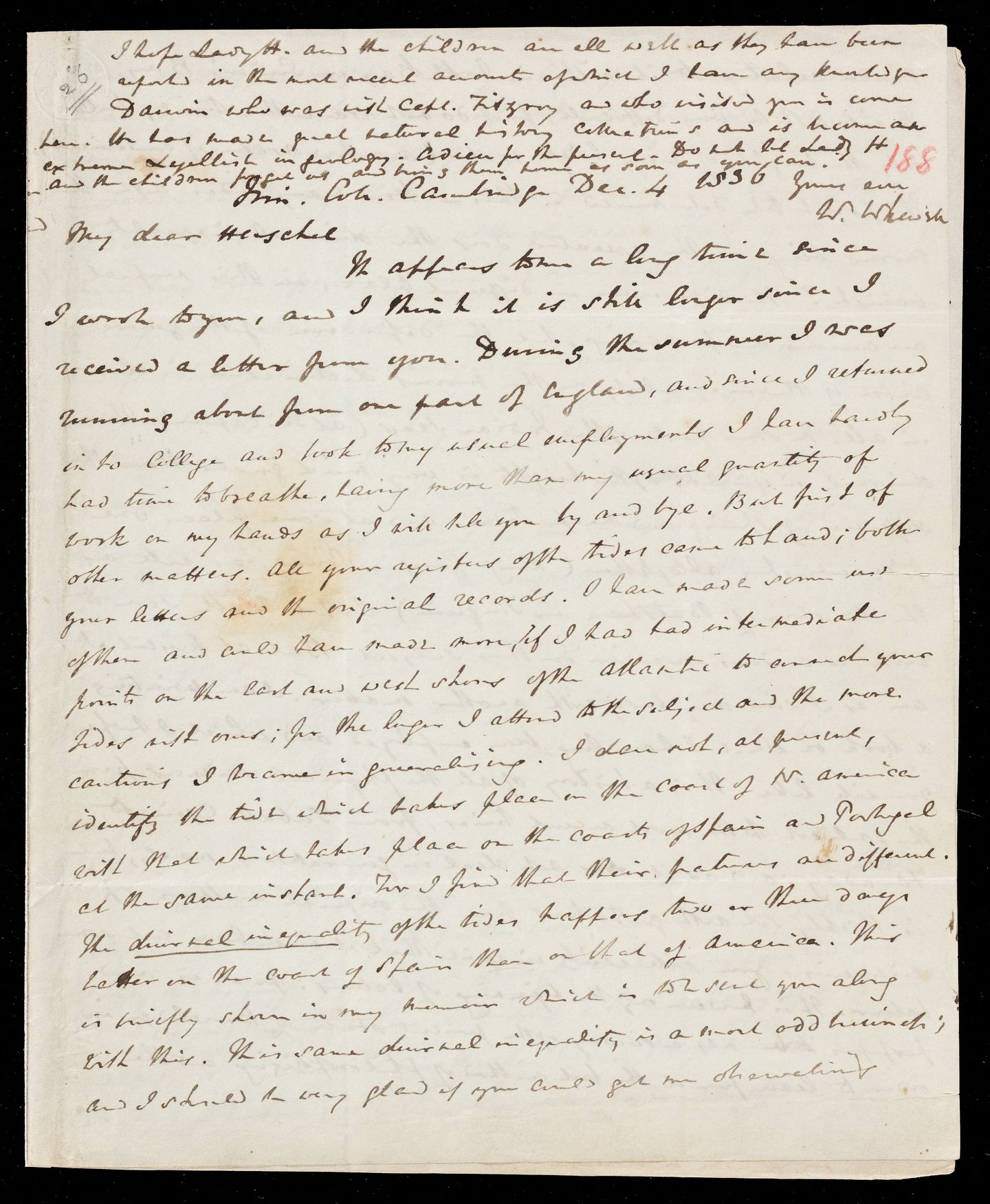 Letter, from William Whewell to Sir John Herschel, dated at Trinity College | The Royal Society ...