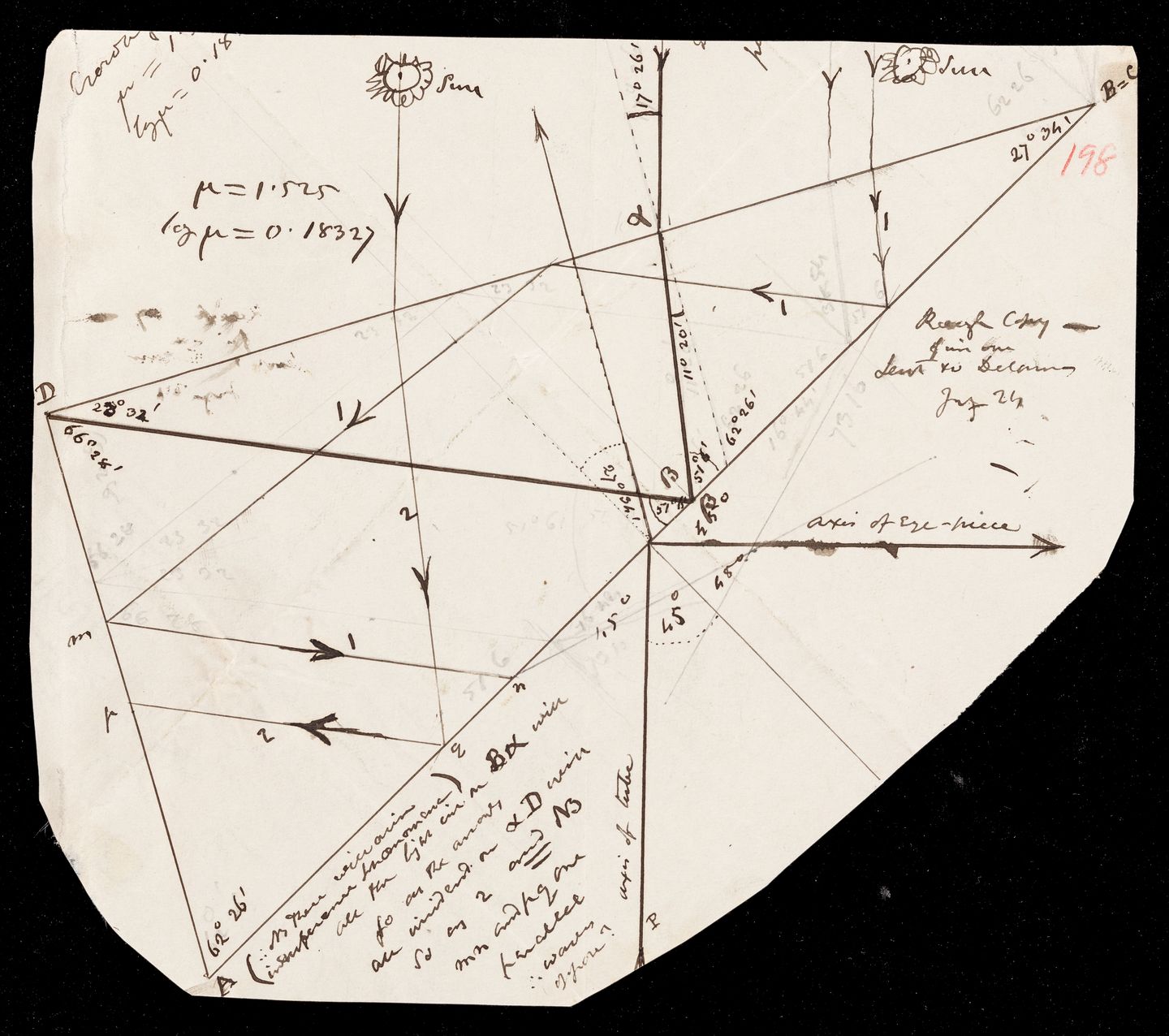 Rough triangulation sketch of astronomical position, by Sir John ...