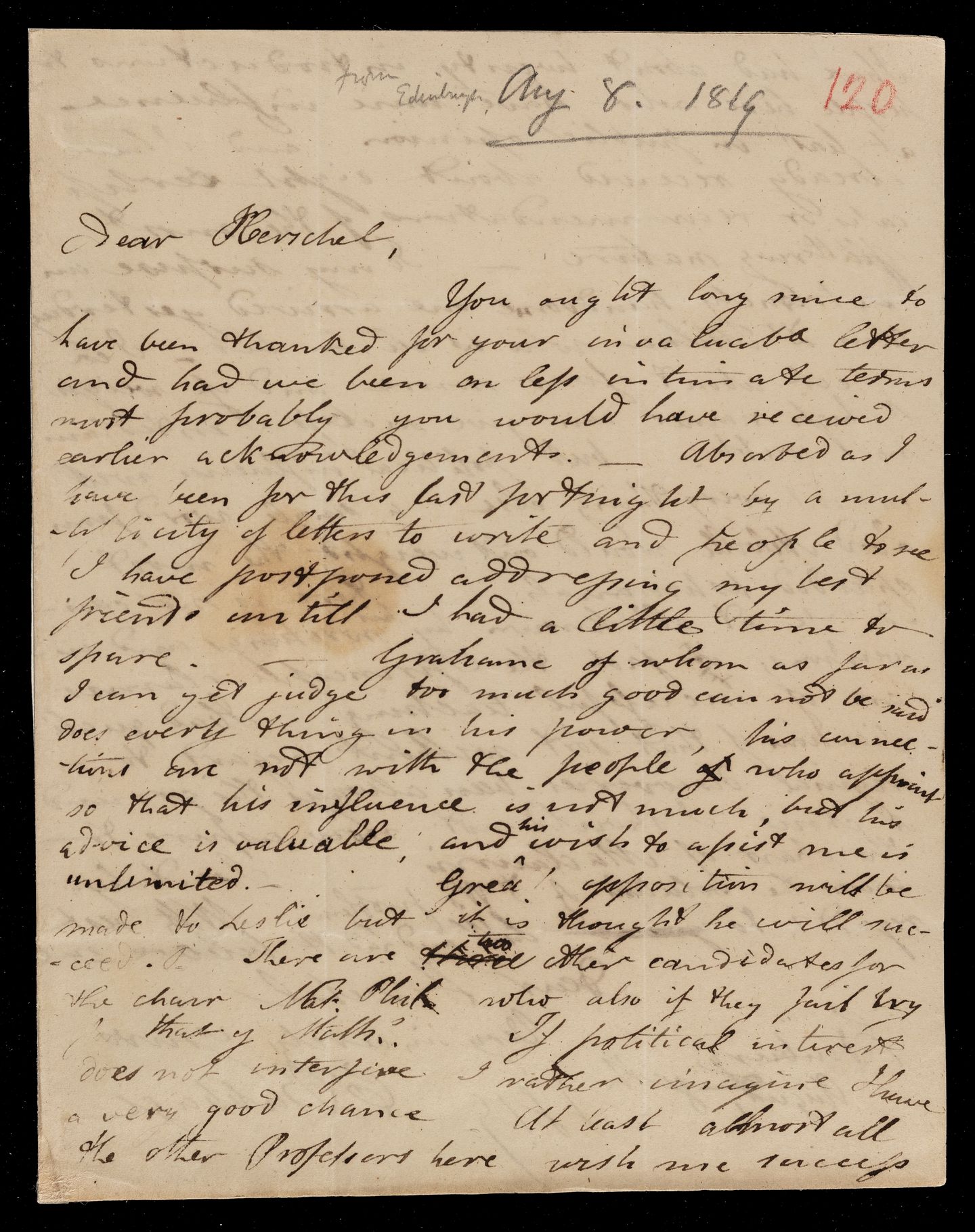 Letter, from Charles Babbage to Sir John Herschel, dated at Edinburgh | The Royal Society ...