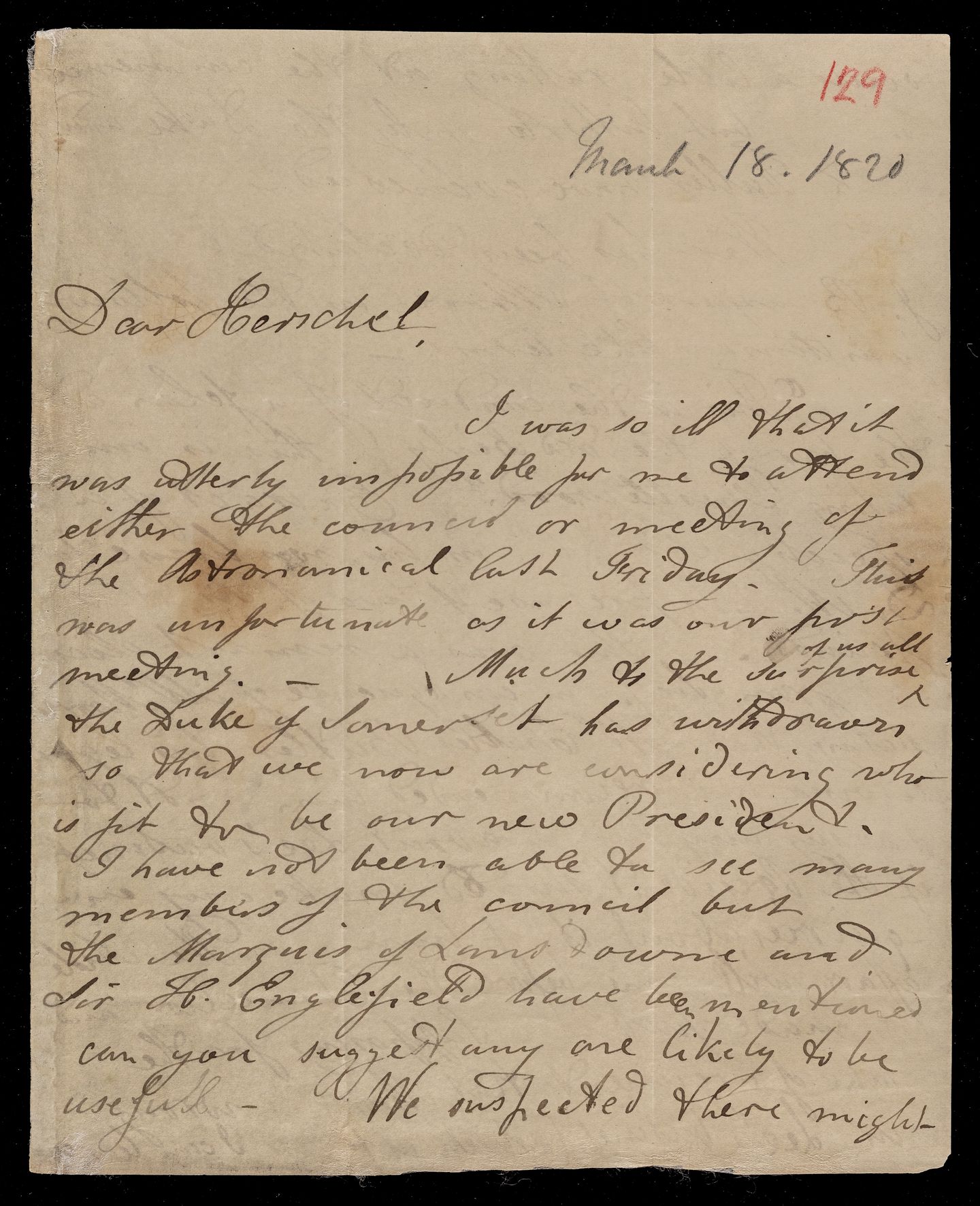 Letter, from Charles Babbage to Sir John Herschel, dated at Devonshire St. | The Royal Society ...