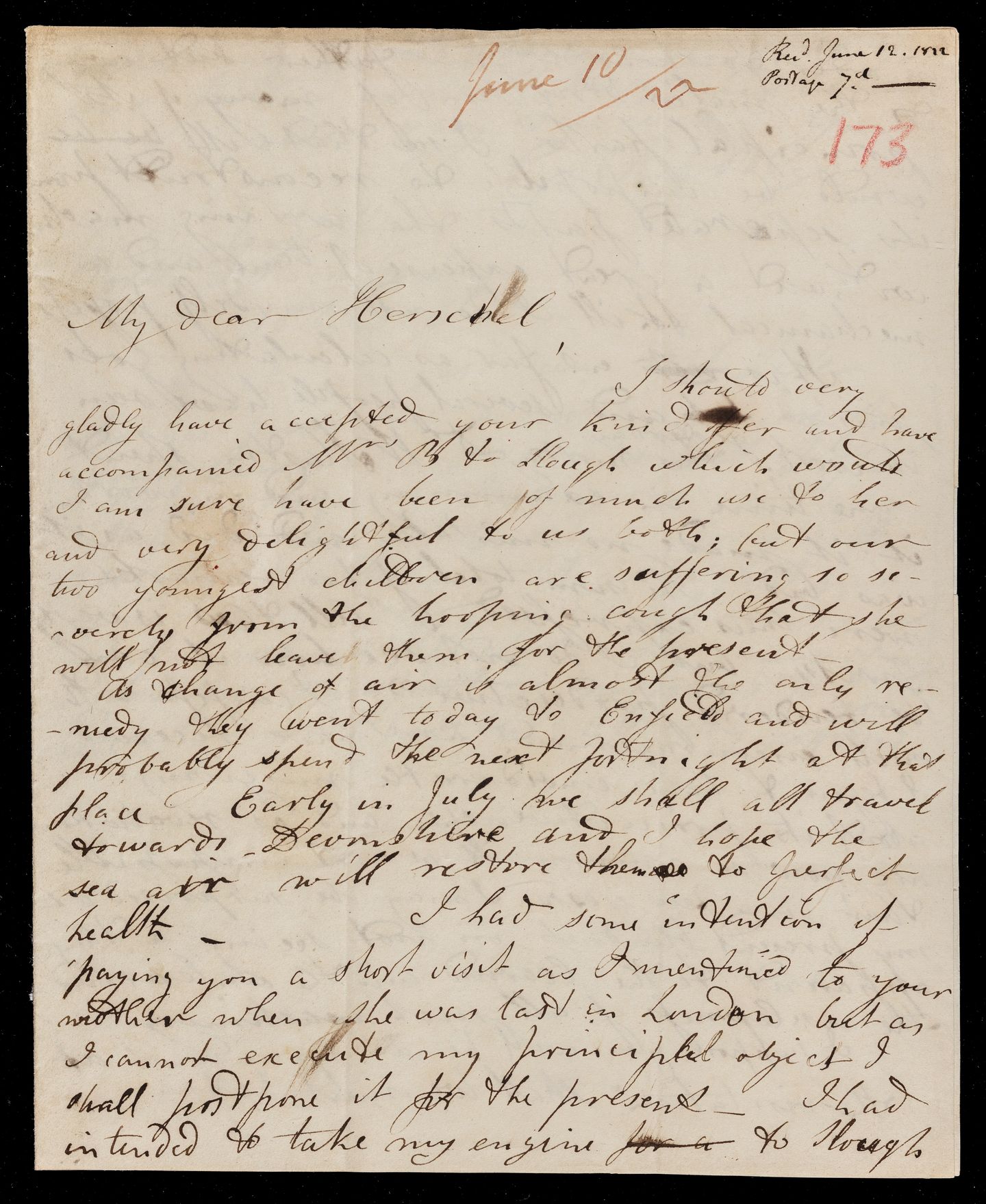 Letter, from Charles Babbage to Sir John Herschel, dated at Devonshire St. | The Royal Society ...