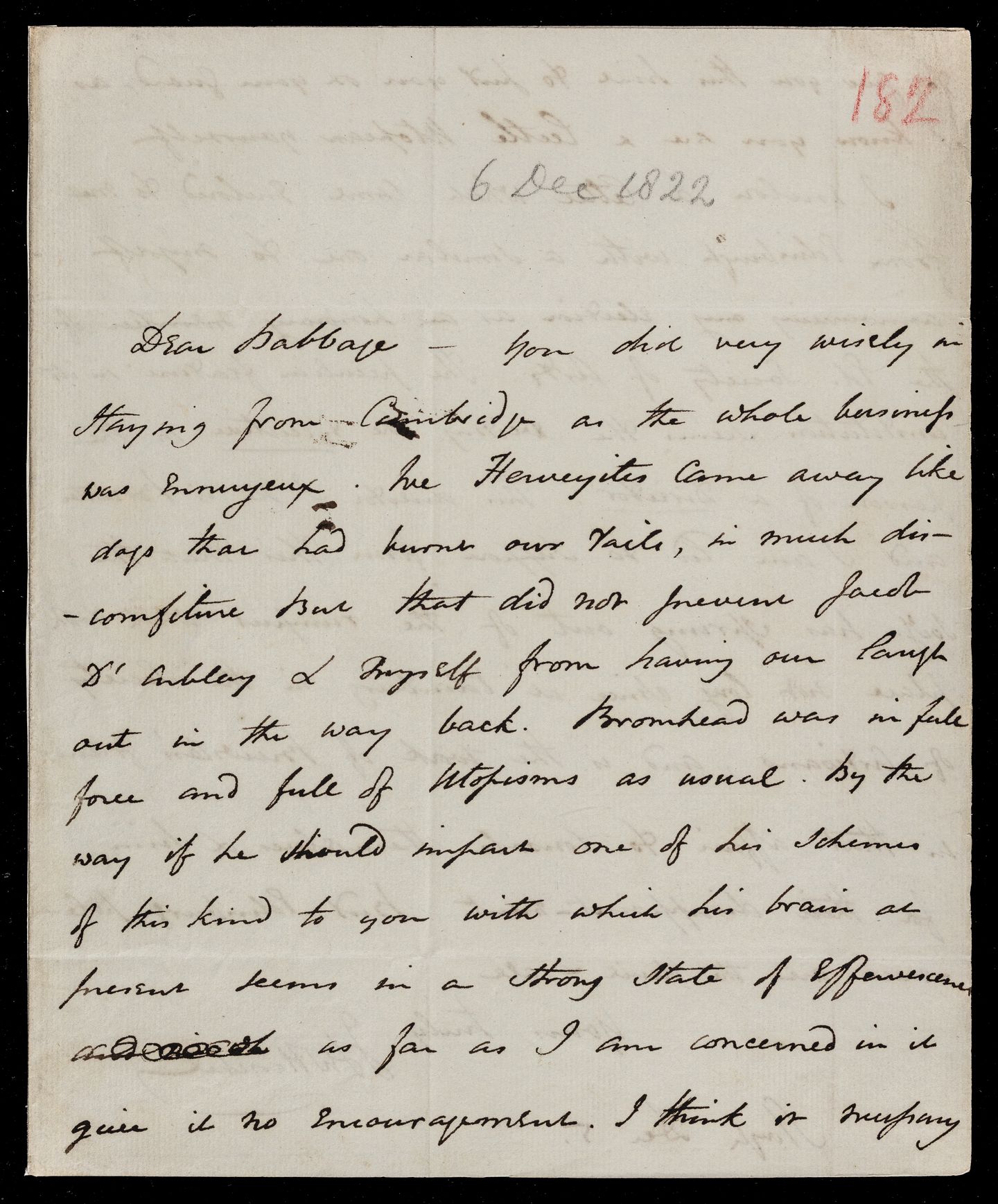 Letter, from Sir John Herschel to Charles Babbage, dated at Slough | The Royal Society: Science ...