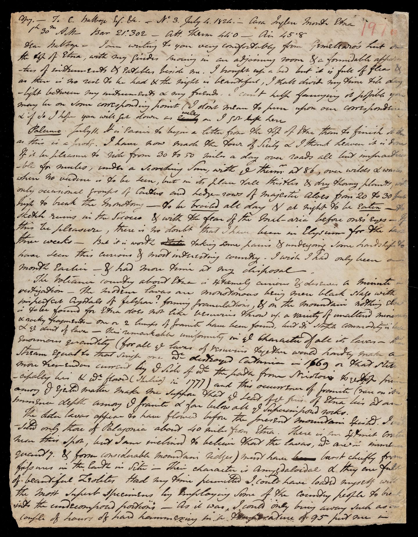 Contemporary letter, from Sir John Herschel to Charles Babbage, dated at Etna | The Royal ...