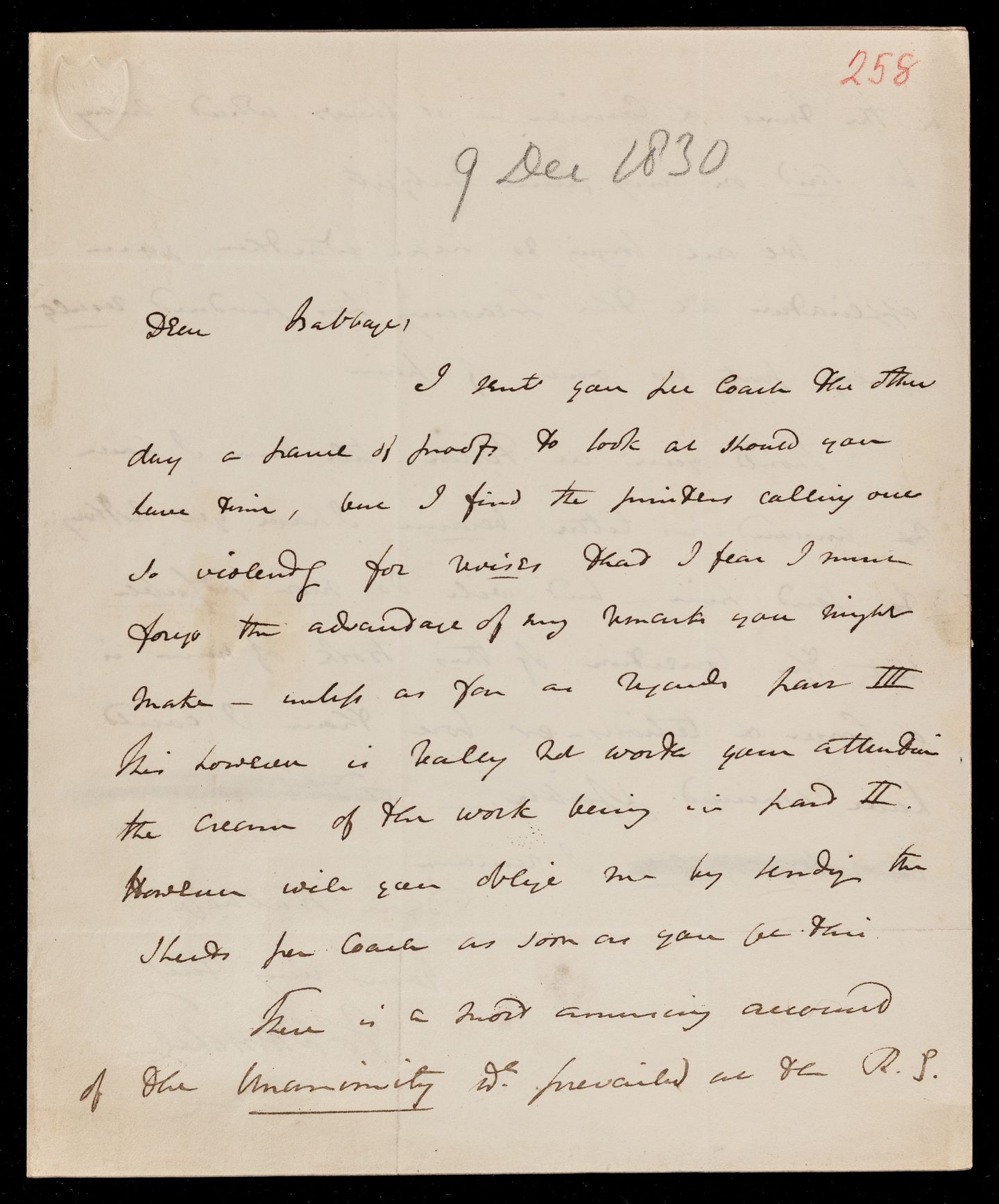 Letter, from Sir John Herschel to Charles Babbage | The Royal Society ...