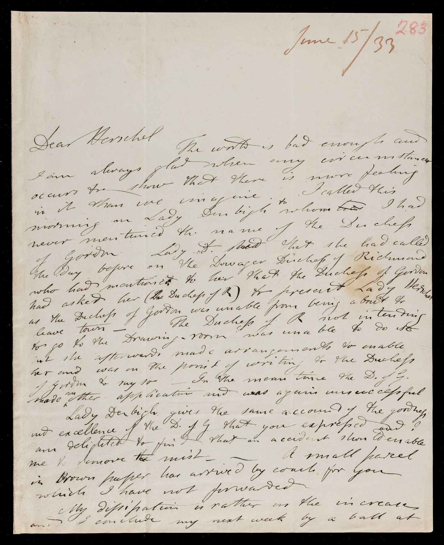 Letter, from Charles Babbage to Sir John Herschel, dated at Dorset St. | The Royal Society ...