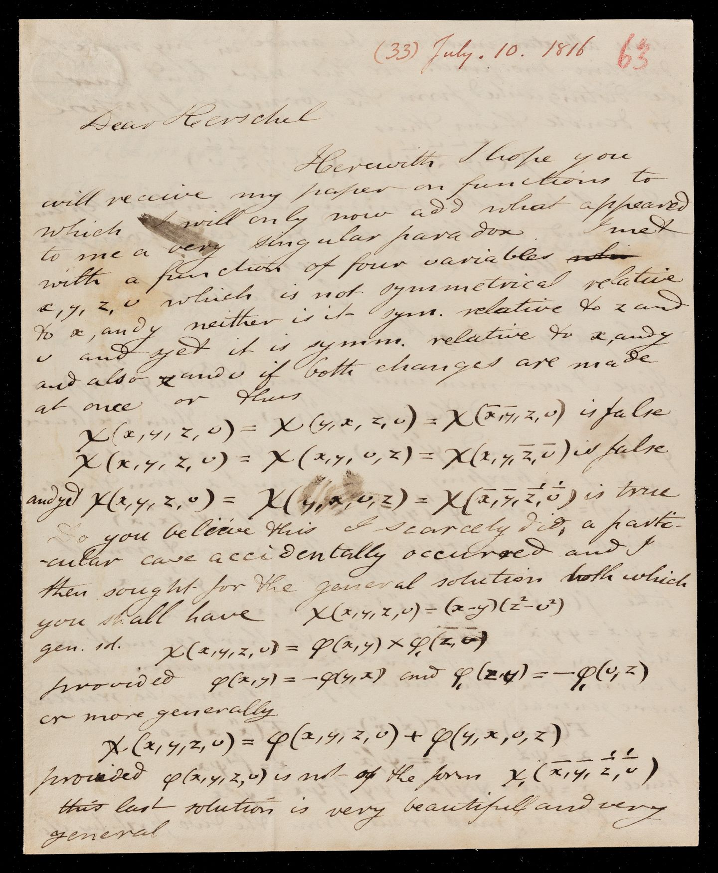 Letter, from Charles Babbage to Sir John Herschel, dated at Torquay | The Royal Society: Science ...