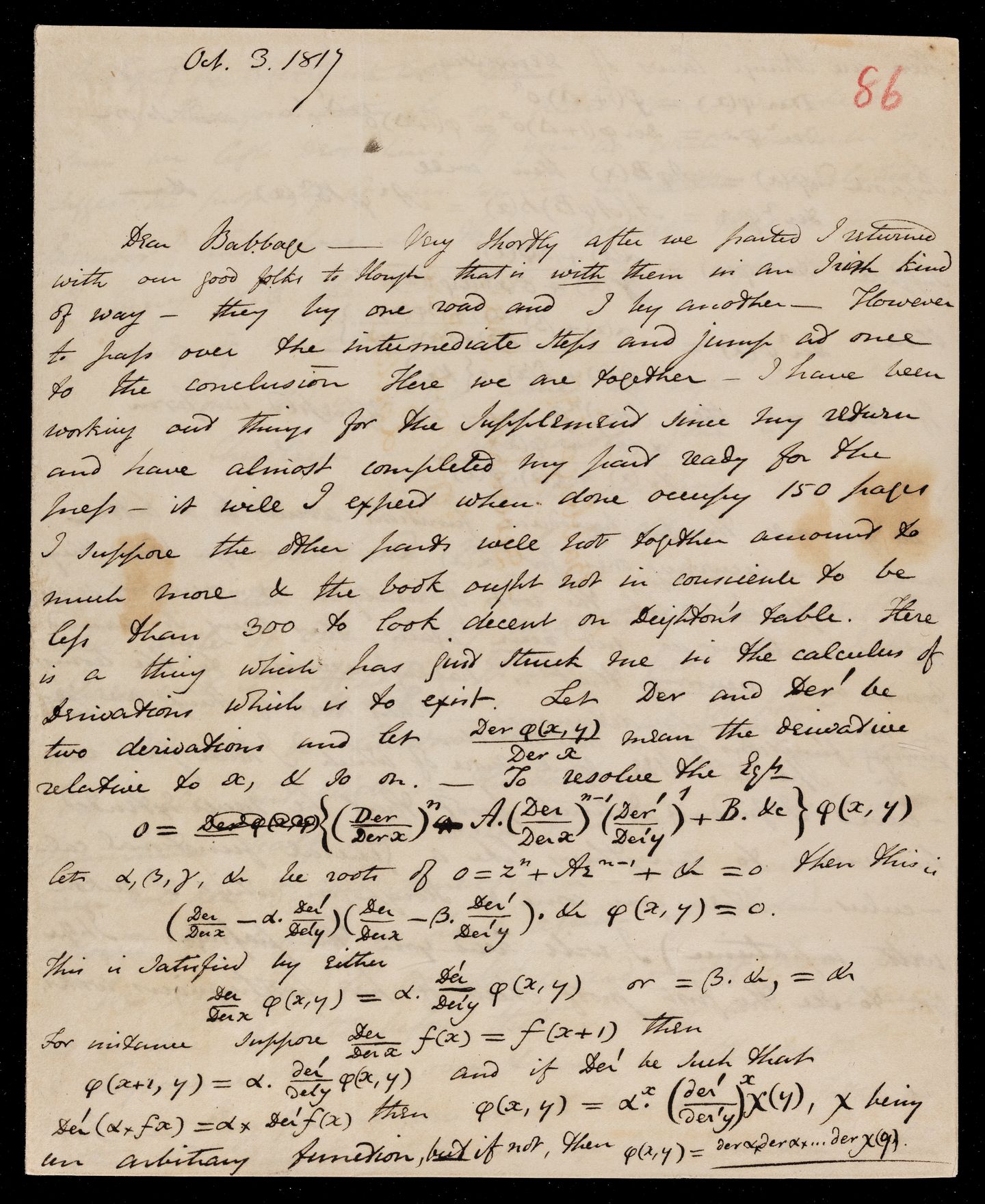 Letter, from Sir John Herschel to Charles Babbage, dated at [Slough ...