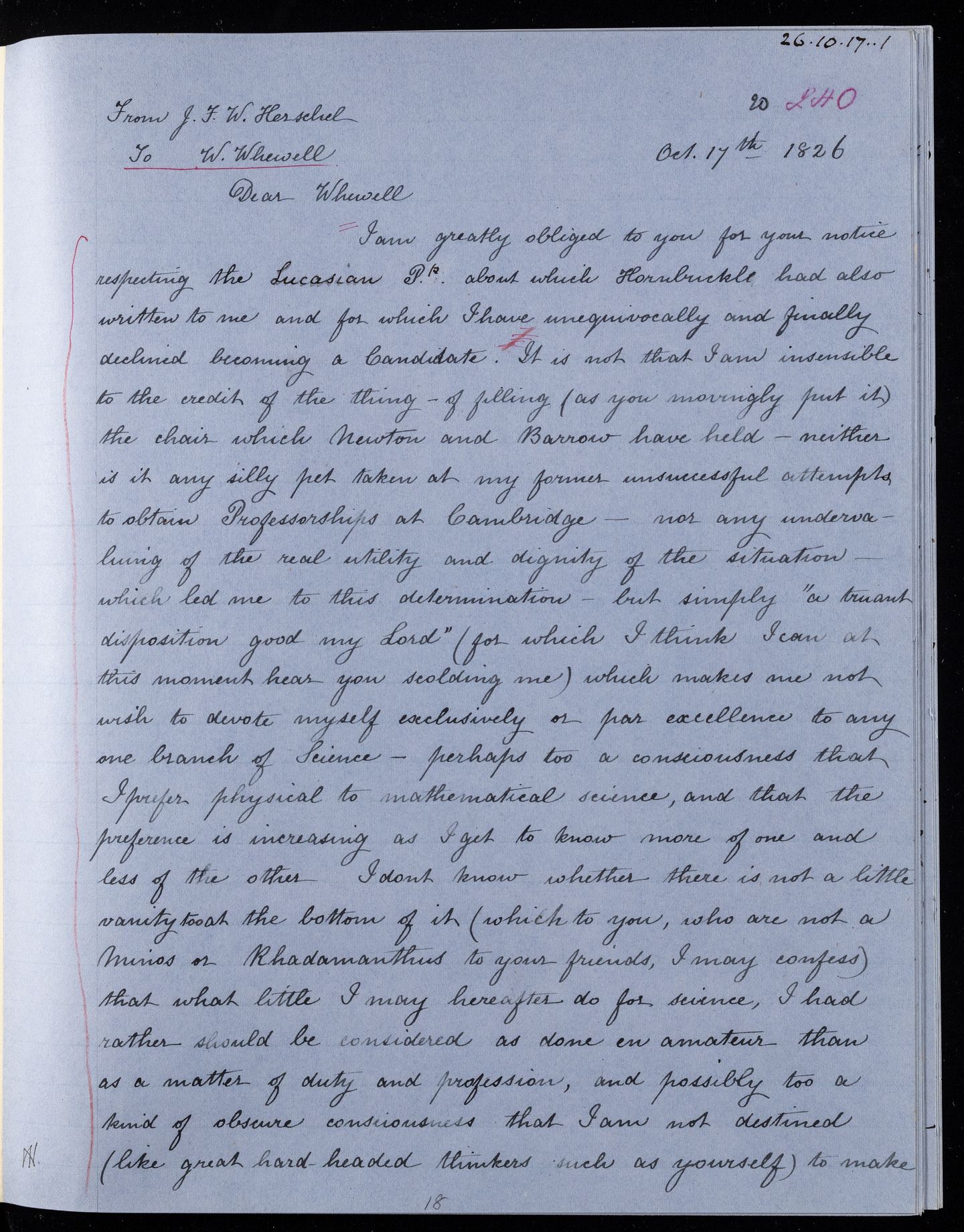 Copy letter, from Sir John Herschel to William Whewell | The Royal Society: Science in the Making