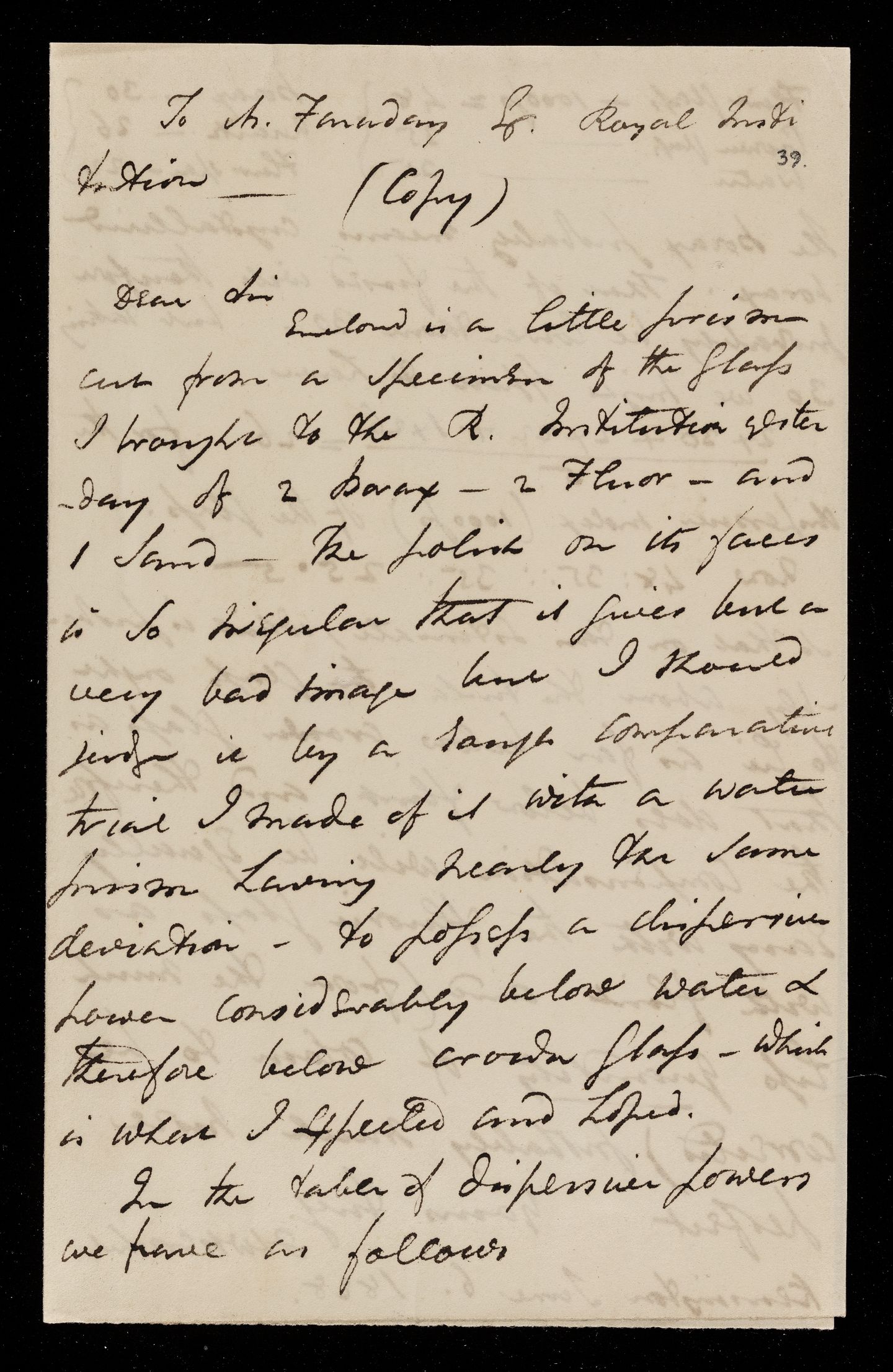 Copy letter, from Sir John Herschel to Michael Faraday, dated at Kensington | The Royal Society ...
