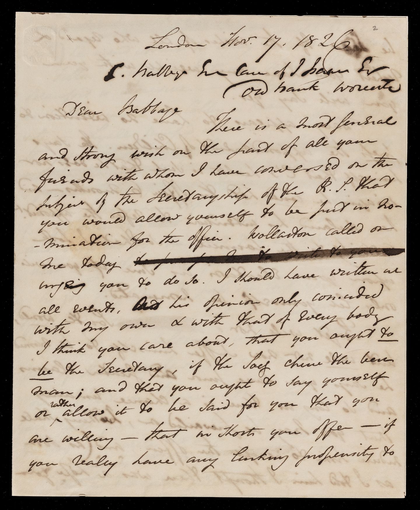 Letter, from Sir John Herschel to Charles Babbage, dated at London | The Royal Society: Science ...