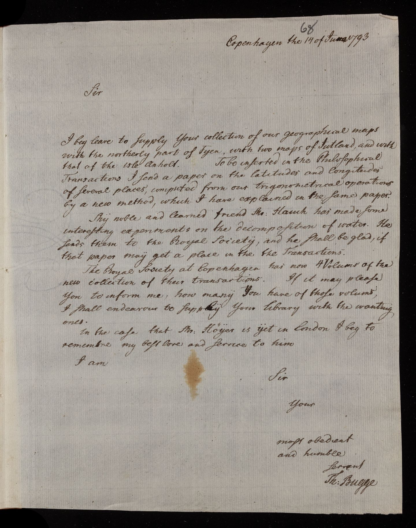 Paper, 'Latitudes and longitudes of several places in Denmark ...