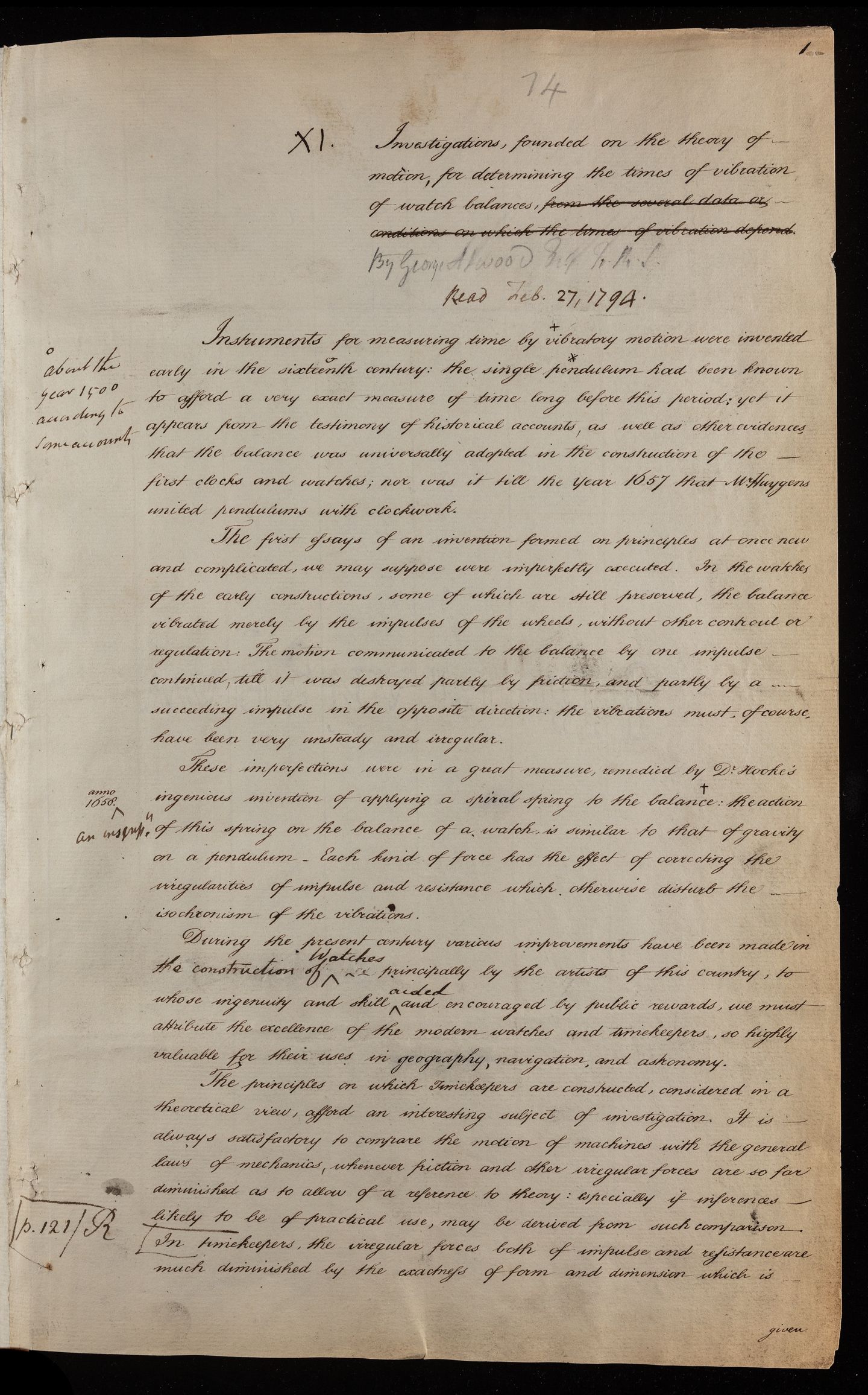 Paper, 'Investigations, founded on the theory of motion, for ...