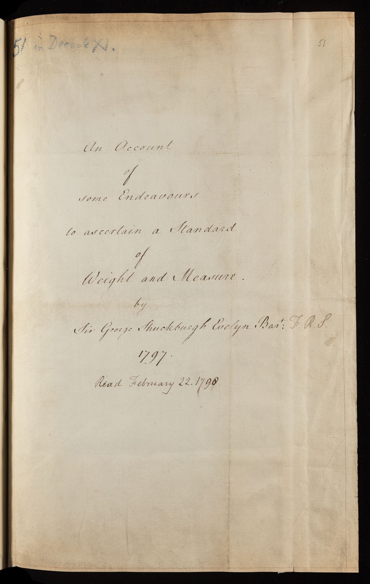 Paper, 'Endeavours to ascertain a standard of weights and measures' by ...