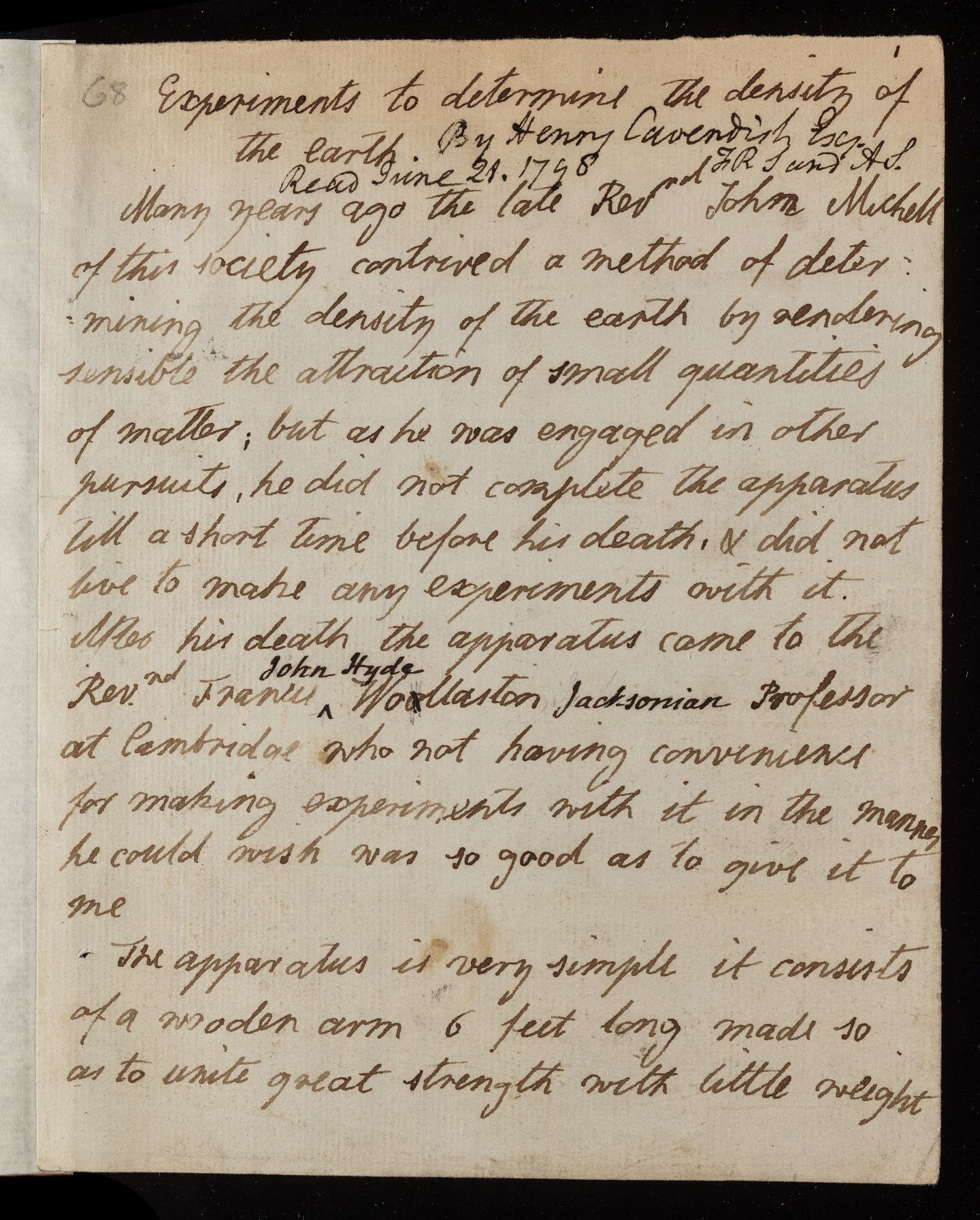 Paper, 'Experiments to determine the density of the earth' by Henry ...