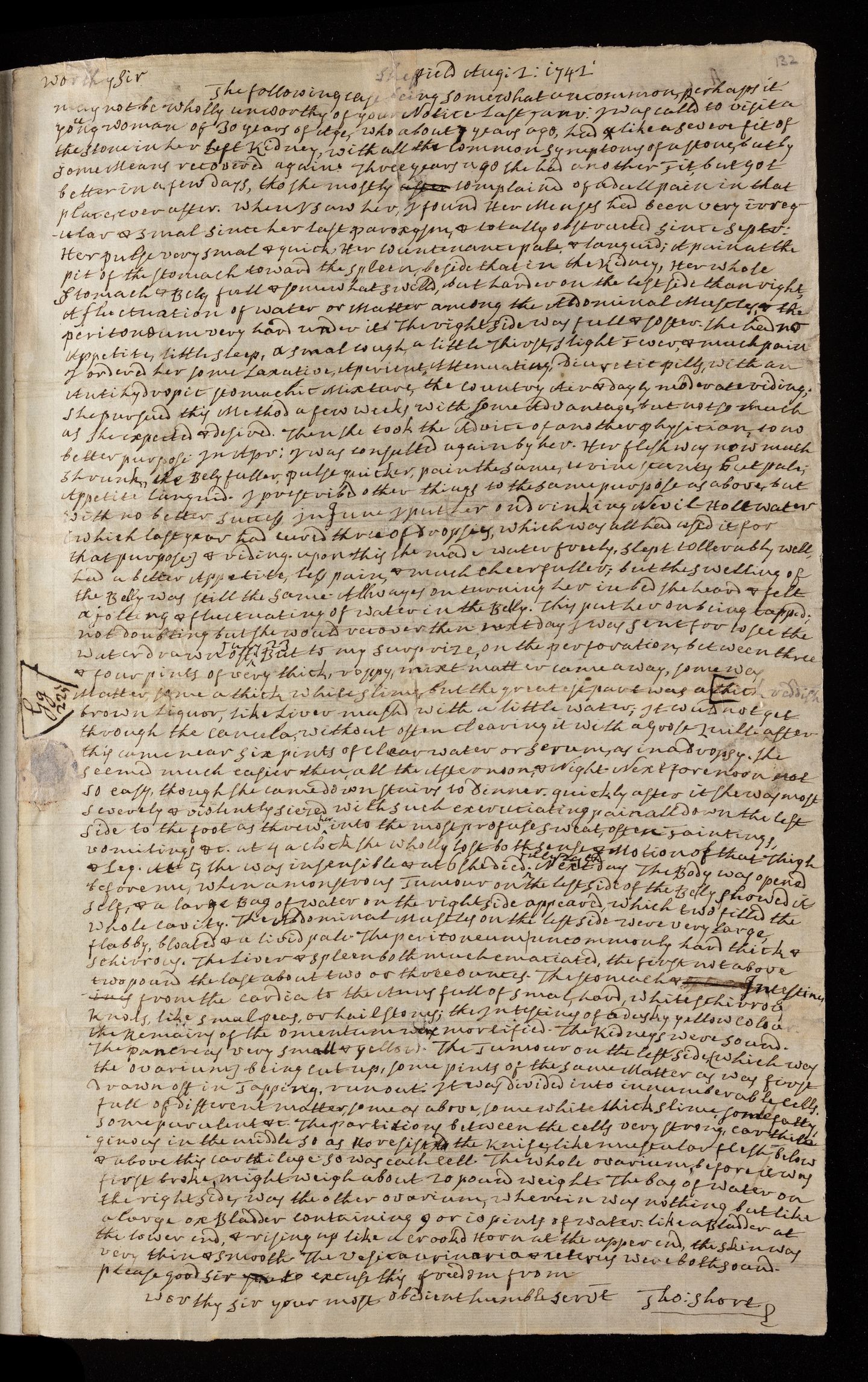 Letter, 'Of an extraordinary dropsy' from Thomas Short to Cromwell ...