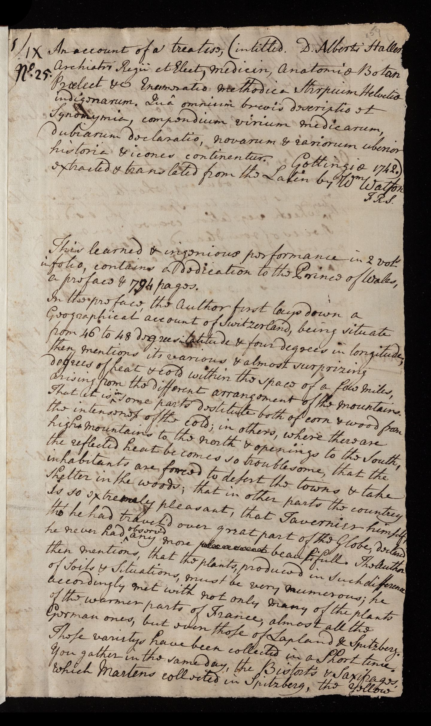 Paper, 'An account of Enumeratio methodica stirprum Helvetiae ...