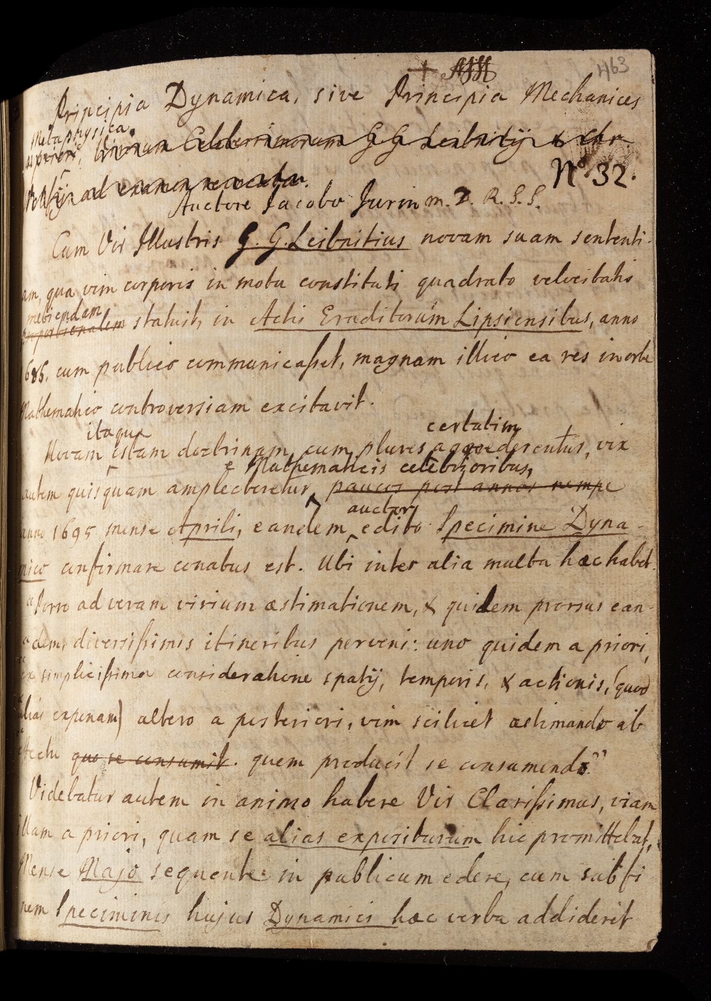 Paper, 'Principia dynamica mechanico-metaphysica' from James Jurin ...