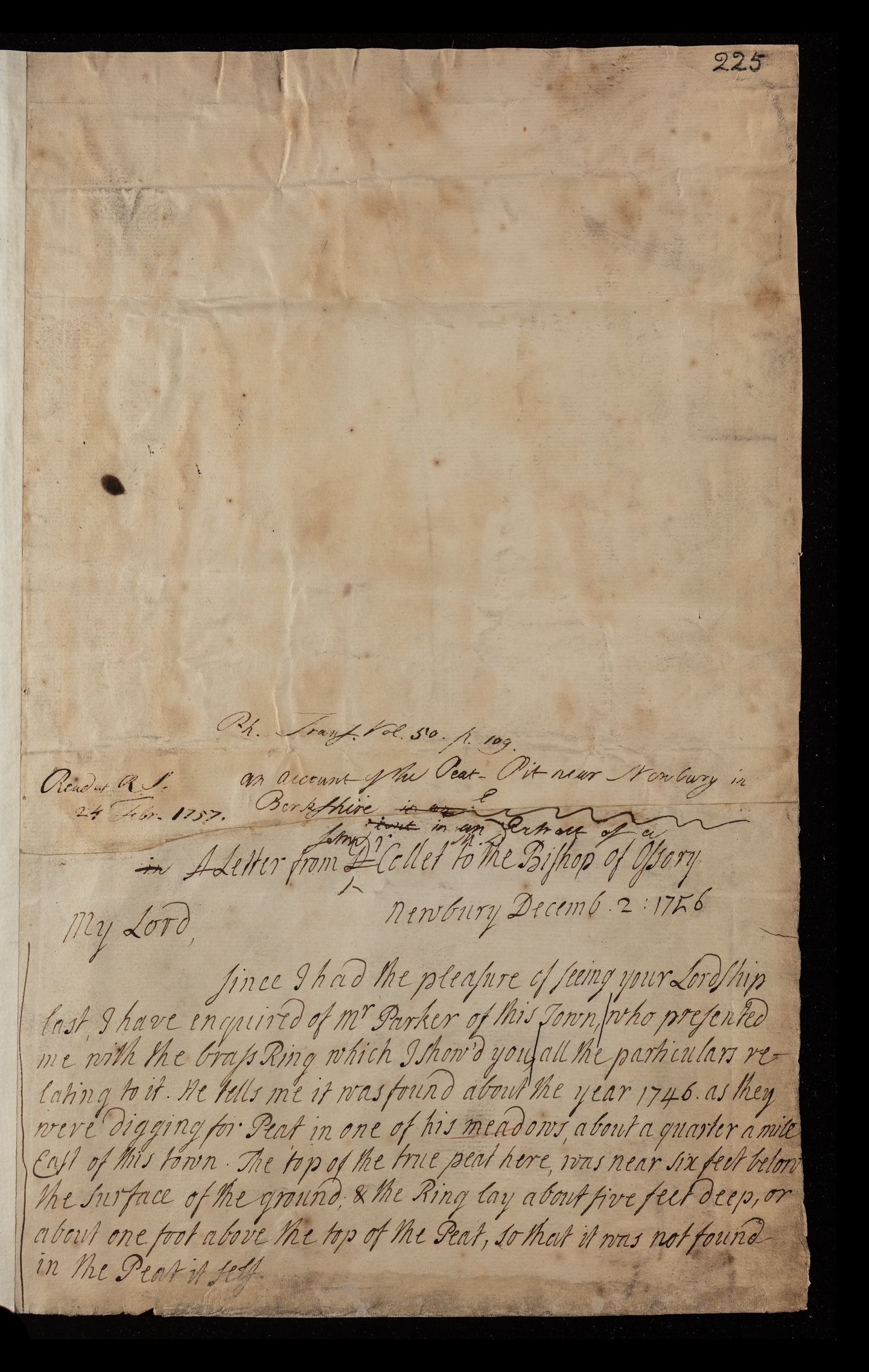 Letter, 'Of the same torque' from John Collet to Richard Ossory | The ...