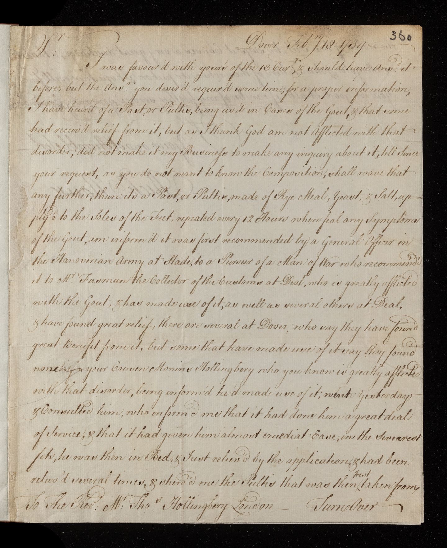 Letter, 'Of a poultice for gout' from Richard Rouse to Thomas ...