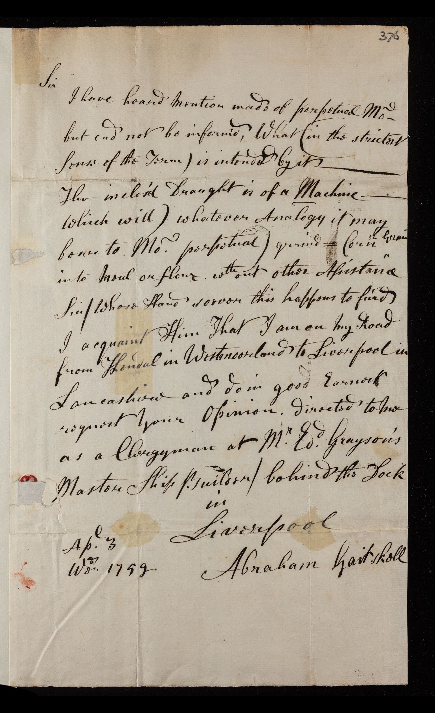 Paper, 'Of a machine for grinding' by Abraham Gaitskell | The Royal ...