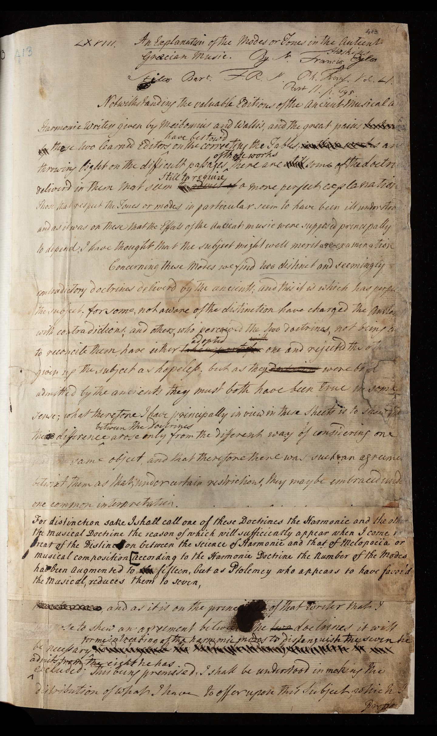 Paper, 'Of modes of tones in the ancient Graecian music' by Francis ...