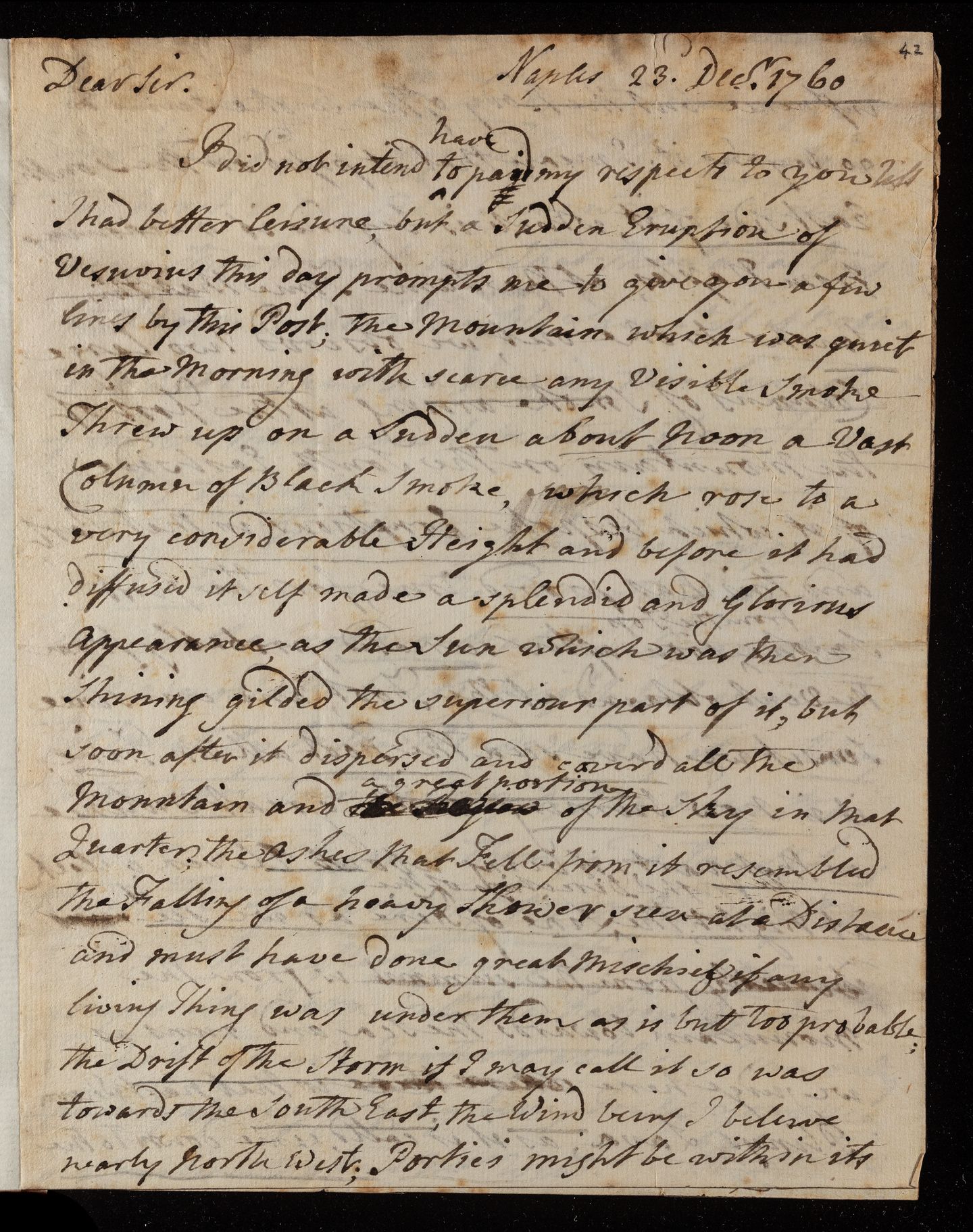 Letter, 'Of an eruption of Mount Vesuvius' from Francis Haskins Eyles ...