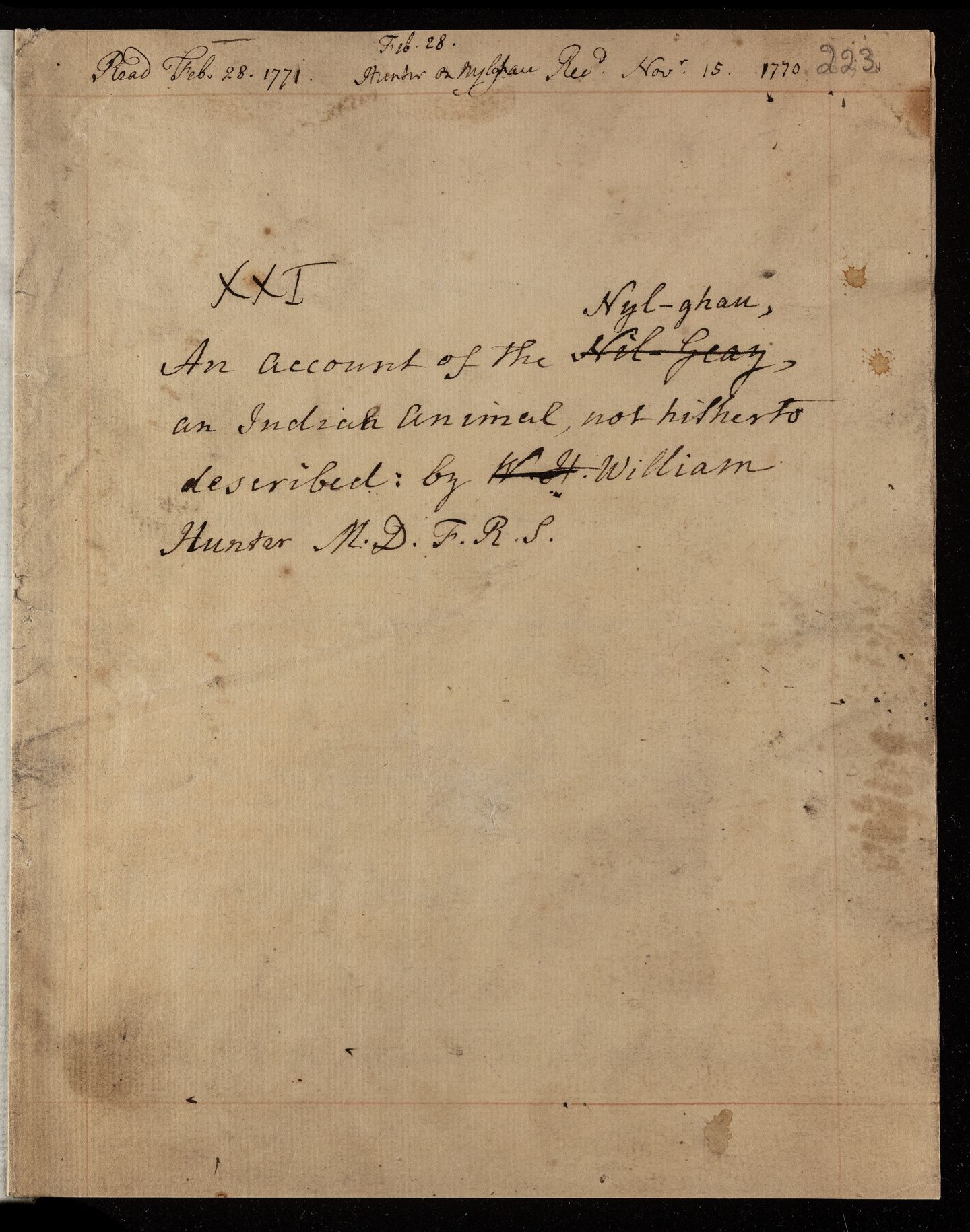 Paper, 'The nyl-gau, an Indian animal' by William Hunter | The Royal ...