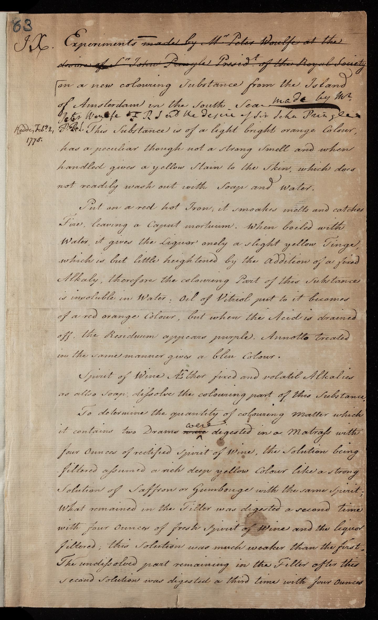 Paper, 'Of a new colouring substance from the island of Amsterdam in ...