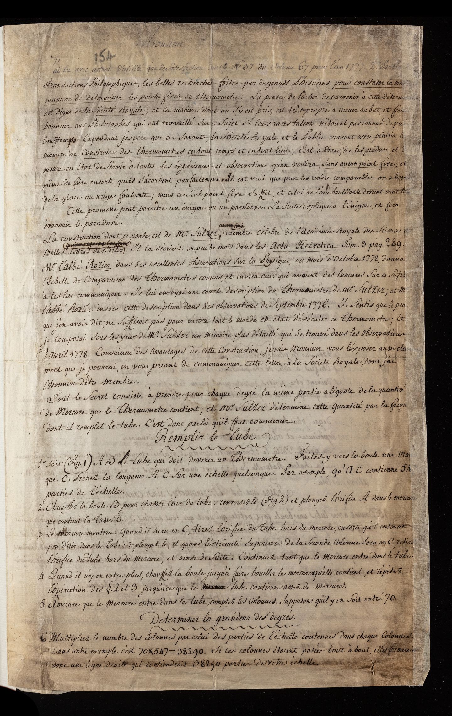 Letter, 'Of thermometers and their graduation' from Jean Castillon to ...