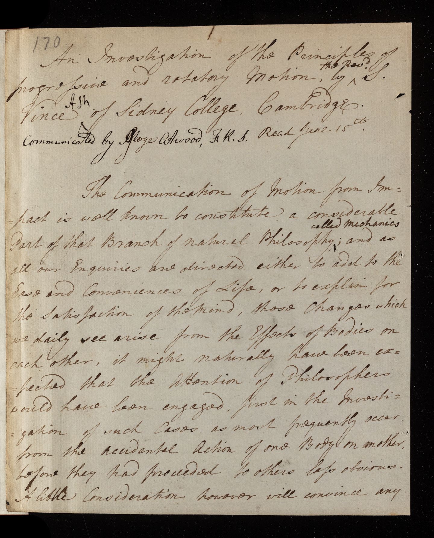 Paper, 'An investigation of the principle of progressive and rotatory ...