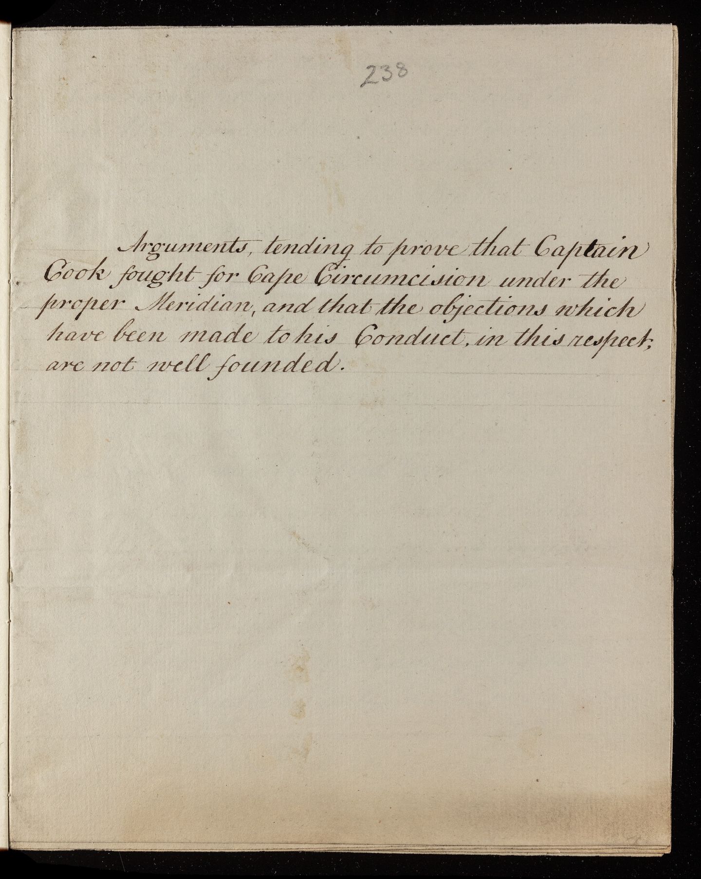 Paper, 'That Captain Cook sought for Cape Circumcision under the proper ...