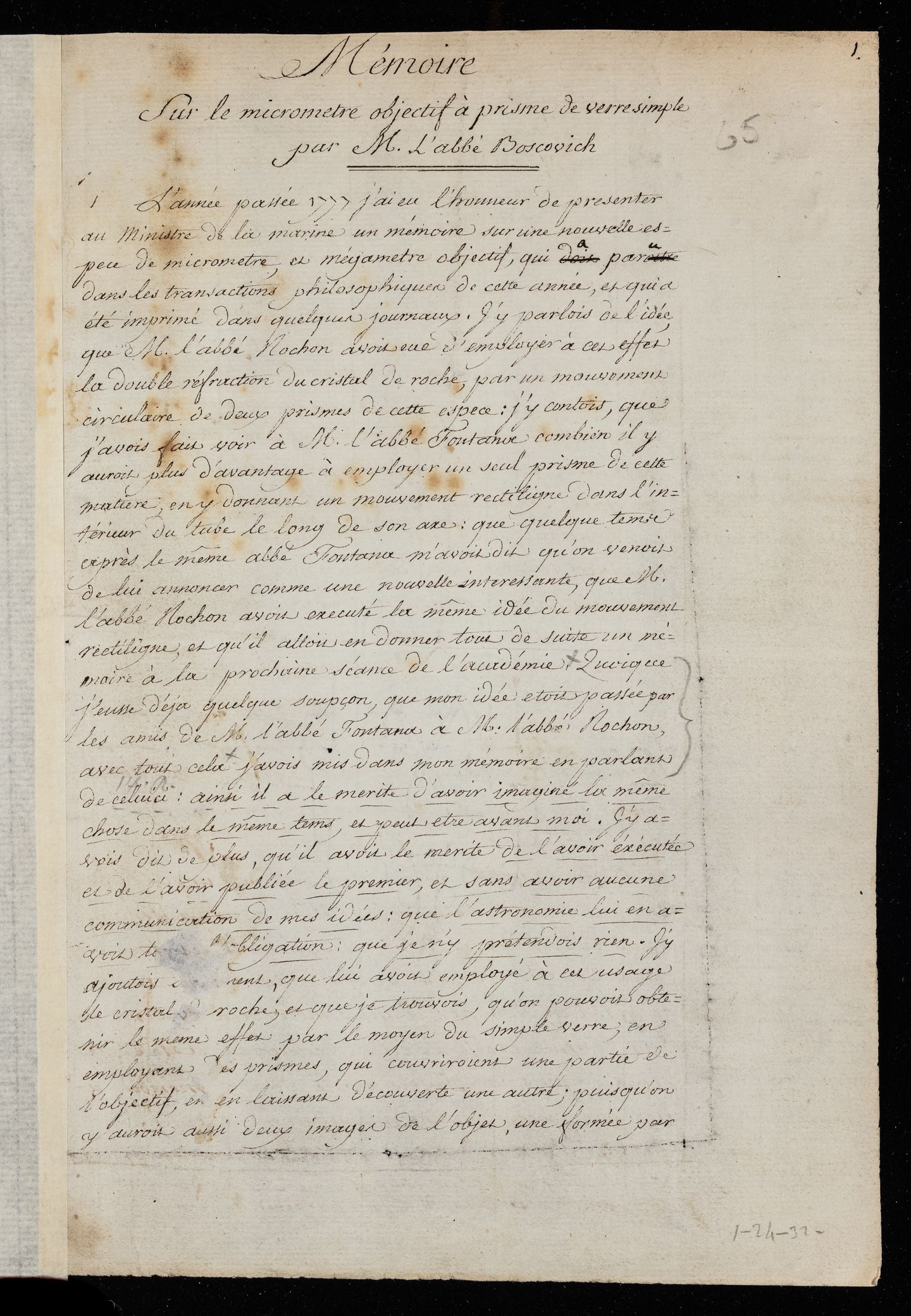 Paper, 'The prismative objective micrometer' by Roger Boscovich | The ...