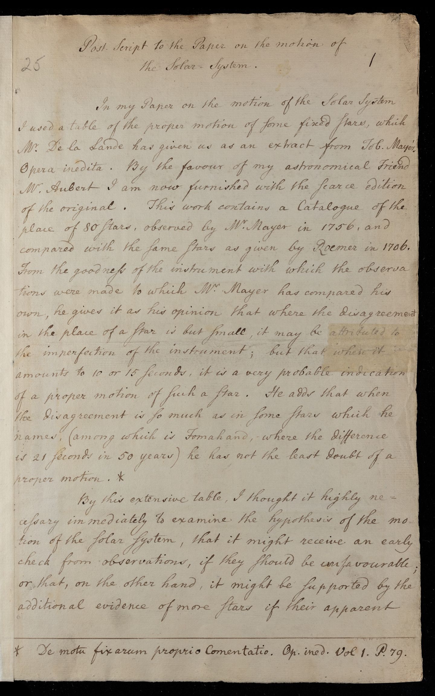 Paper, 'Postscript on the proper motion of the Sun and the solar system ...