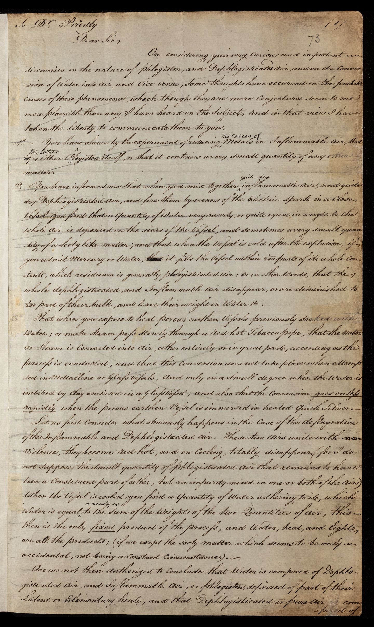 Letter, 'On phlogiston' from James Watt to Jean Andre De Luc | The ...