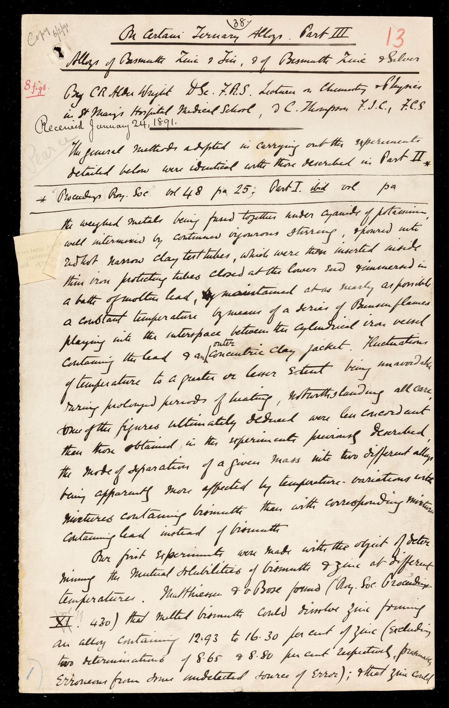 Paper, 'On certain ternary alloys. Part III: Alloys of bismuth, zinc ...