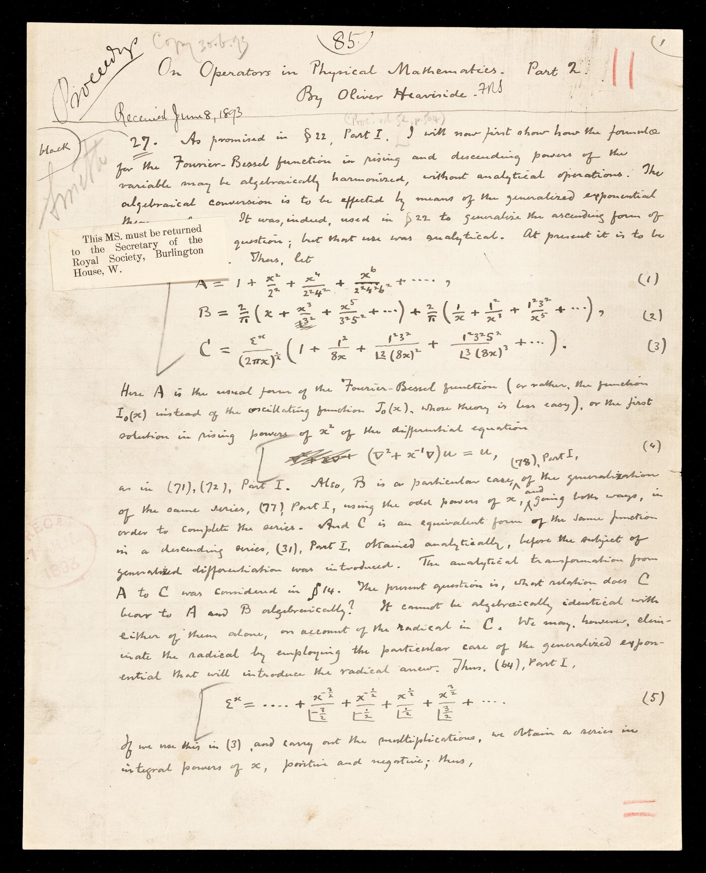 Paper, 'On operations in physical mathematics. Part 2' by Oliver ...