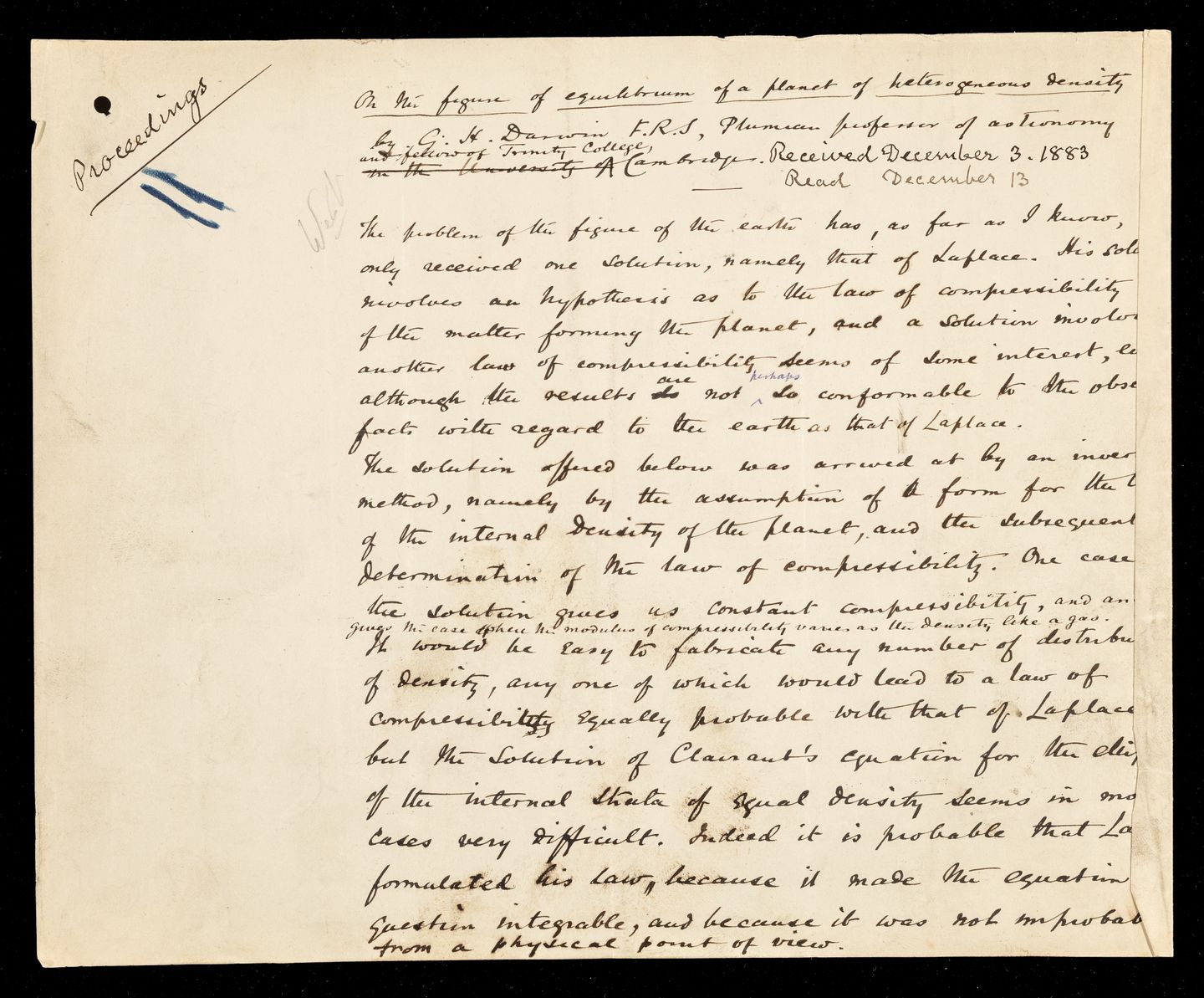 Paper, 'On the figure of equilibrium of a planet of heterogeneous ...