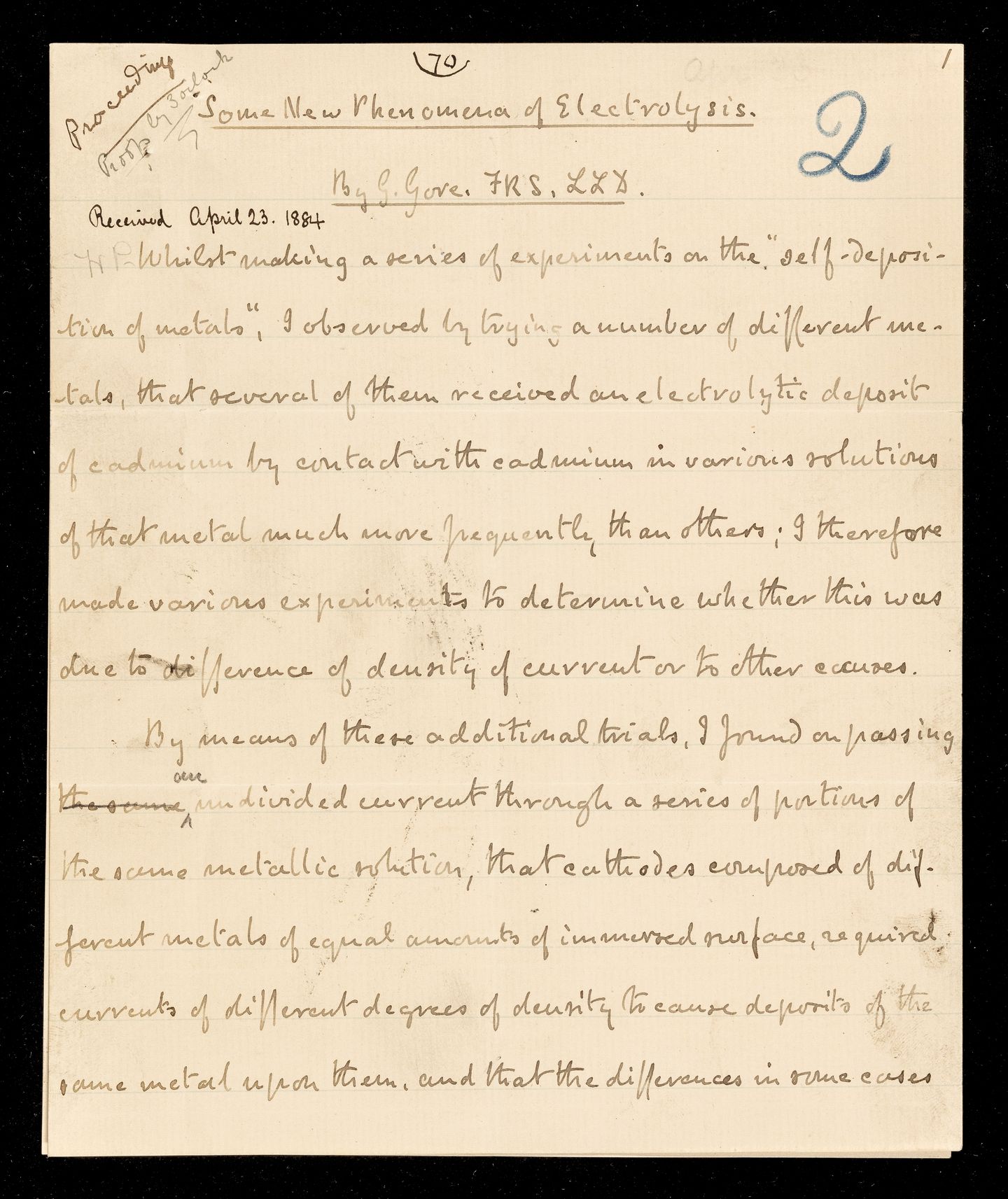 Paper, 'Some new phenomena of electrolysis' by G [George] Gore | The ...