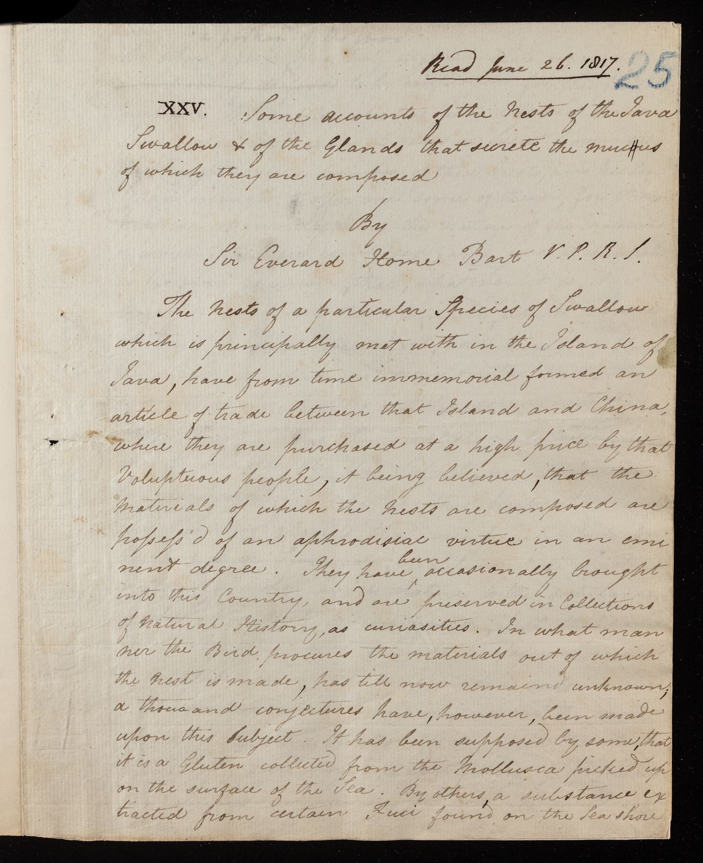 Paper, 'Some accounts of the nests of the Java swallow and of the ...