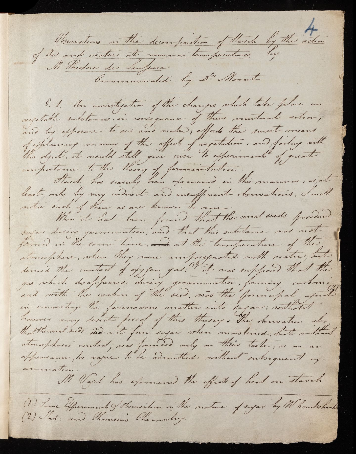 Paper, 'Observations on the decomposition of starch by the action of ...