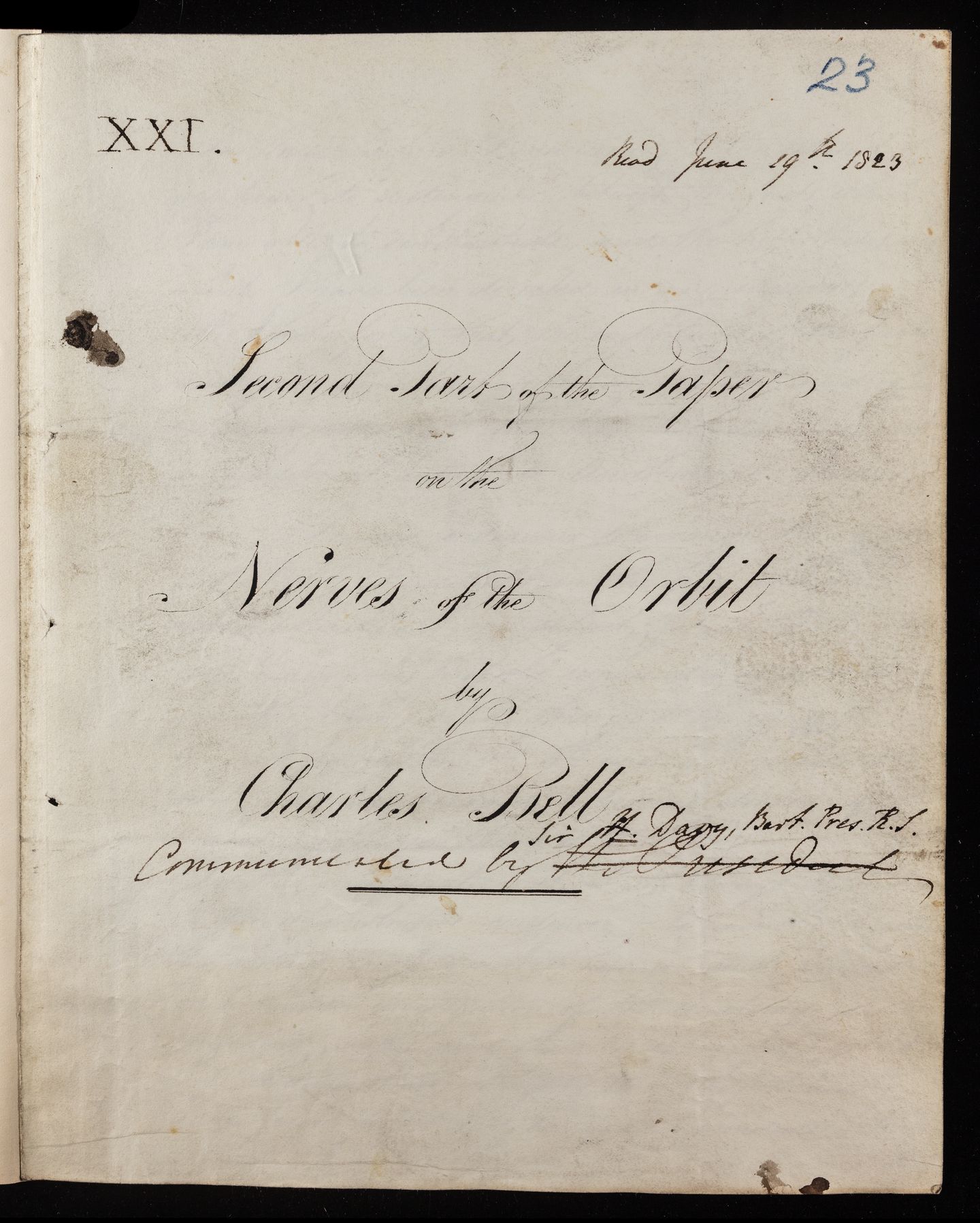 Paper, 'Second part of the paper on the nerves of the orbit' by Charles ...